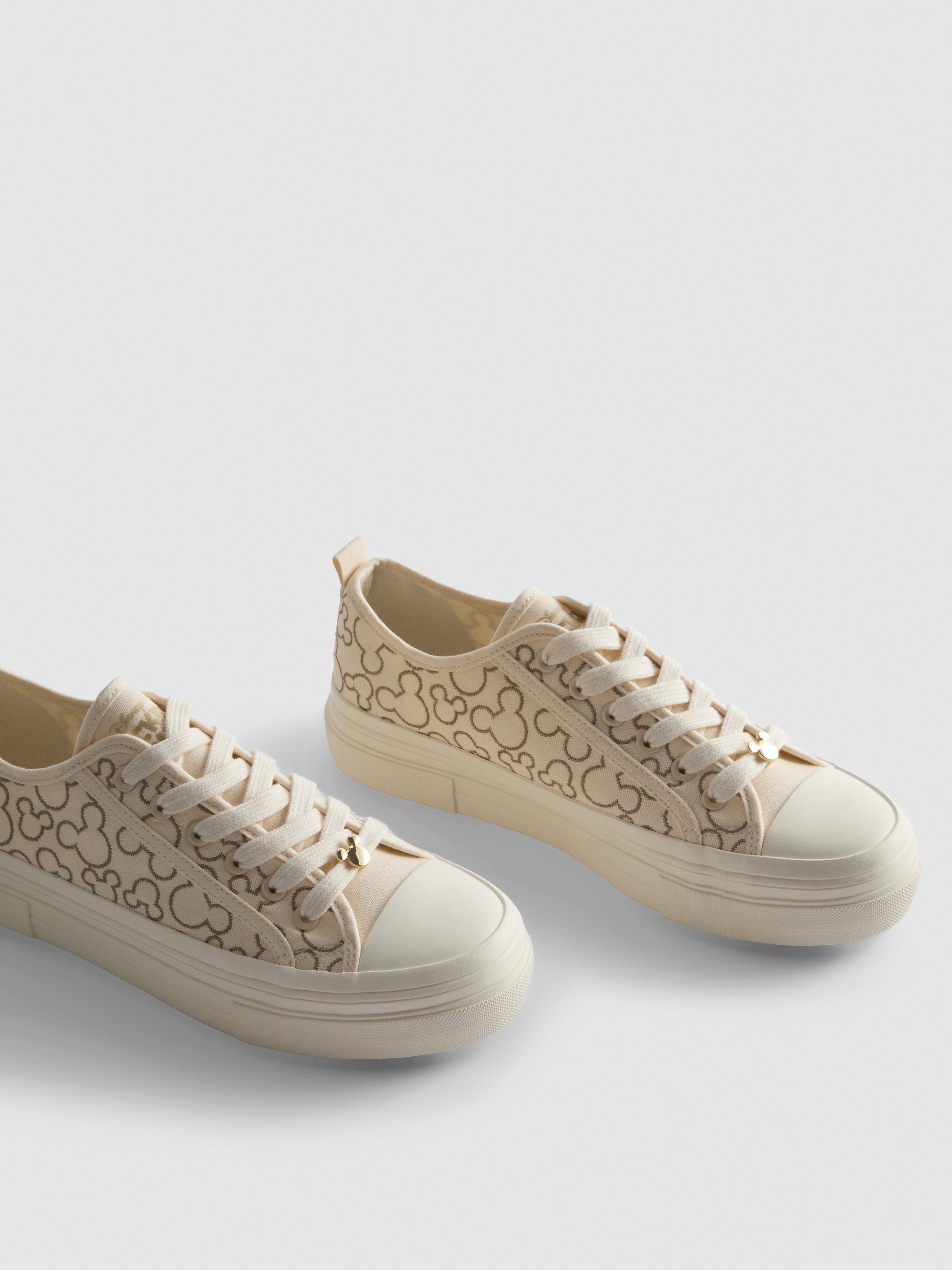 Women's Cream Disney's Mickey Mouse Canvas Platform Sneakers | Primark