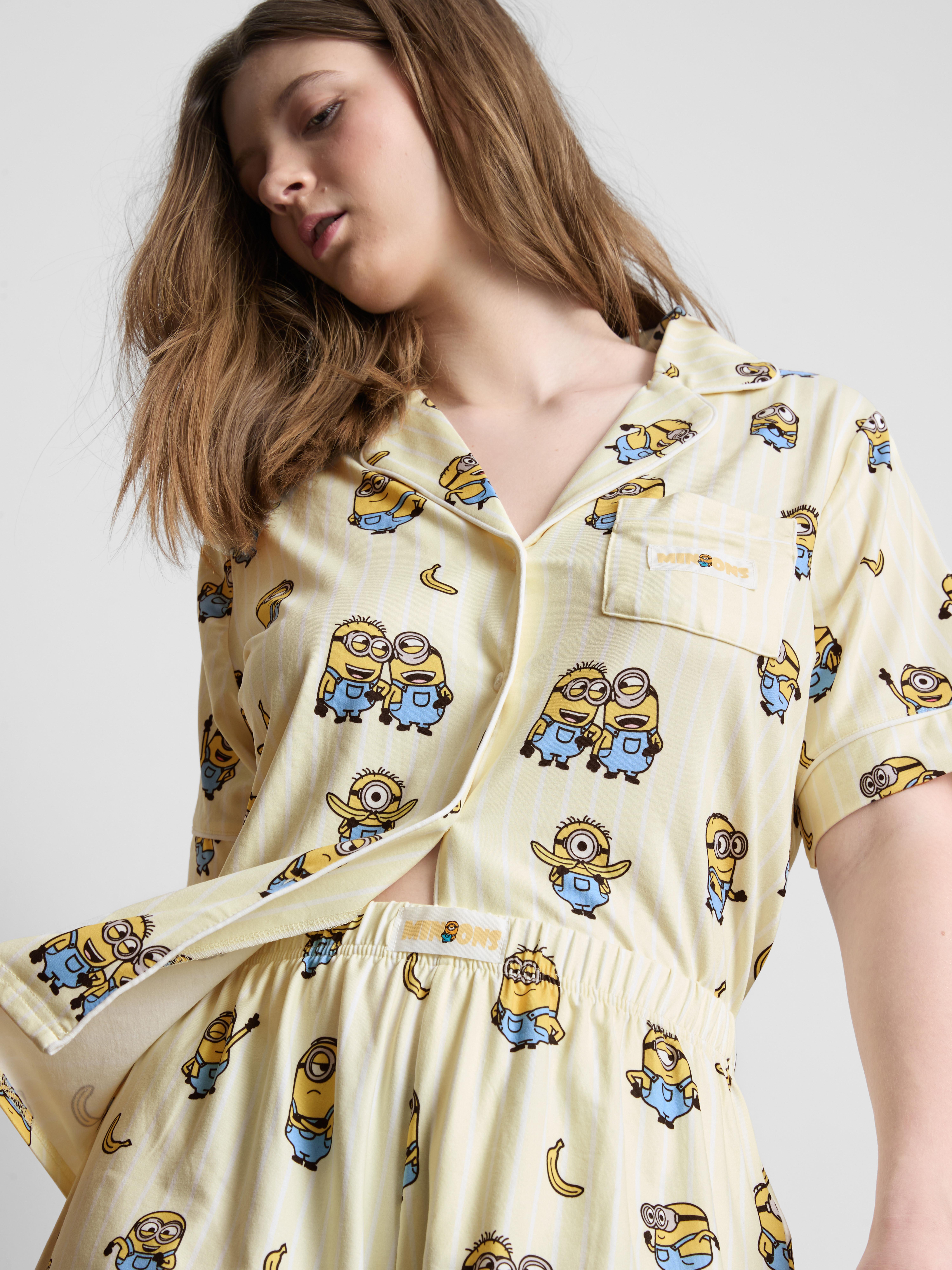 Women's Light Yellow Despicable Me Minions Boyfriend Shorty Pyjamas ...