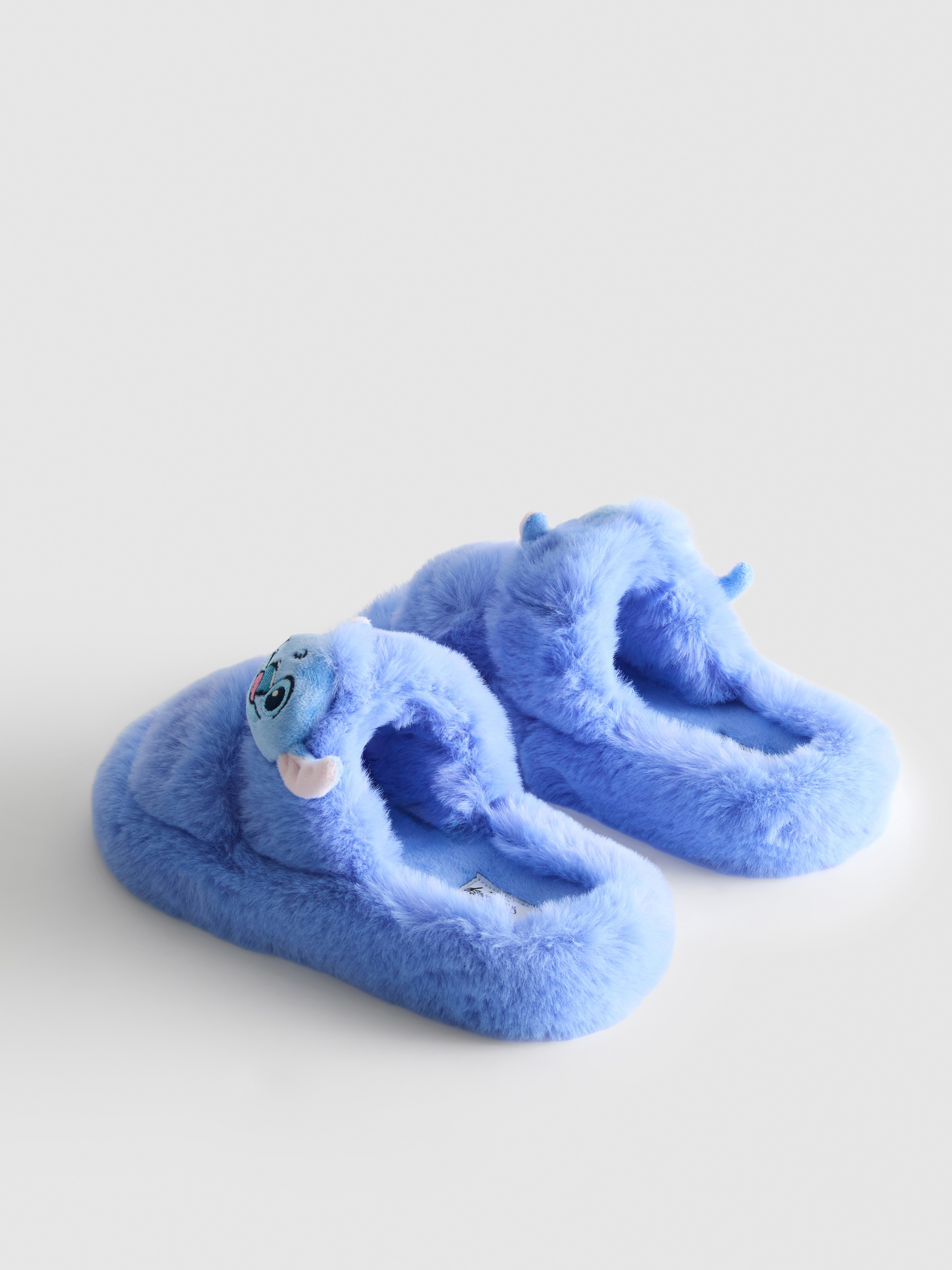 Womens Blue Disney's Stitch Fluffy Double Strap Slippers | Primark