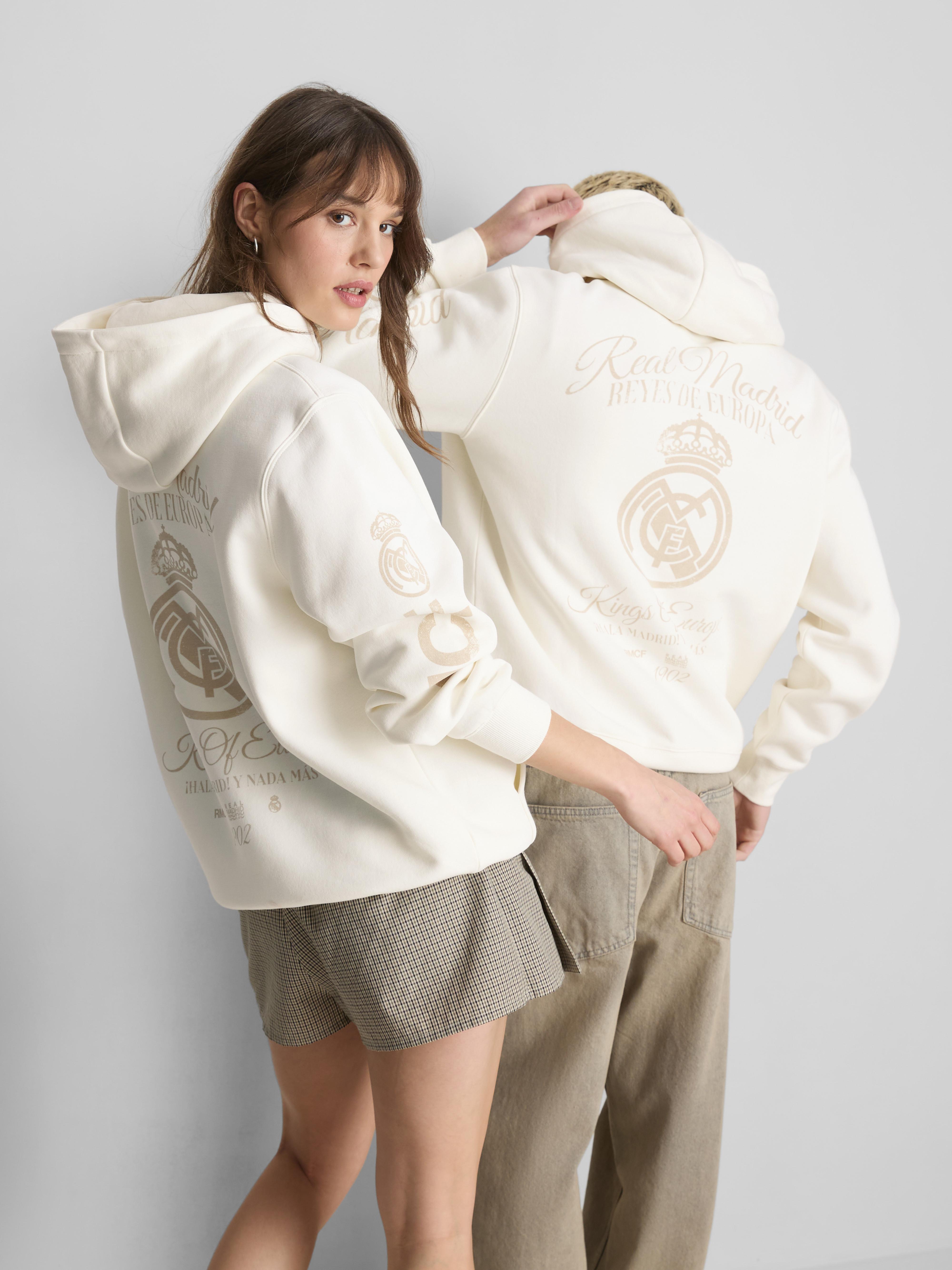Mens Ecru Real Madrid Logo Hoodie | Primark