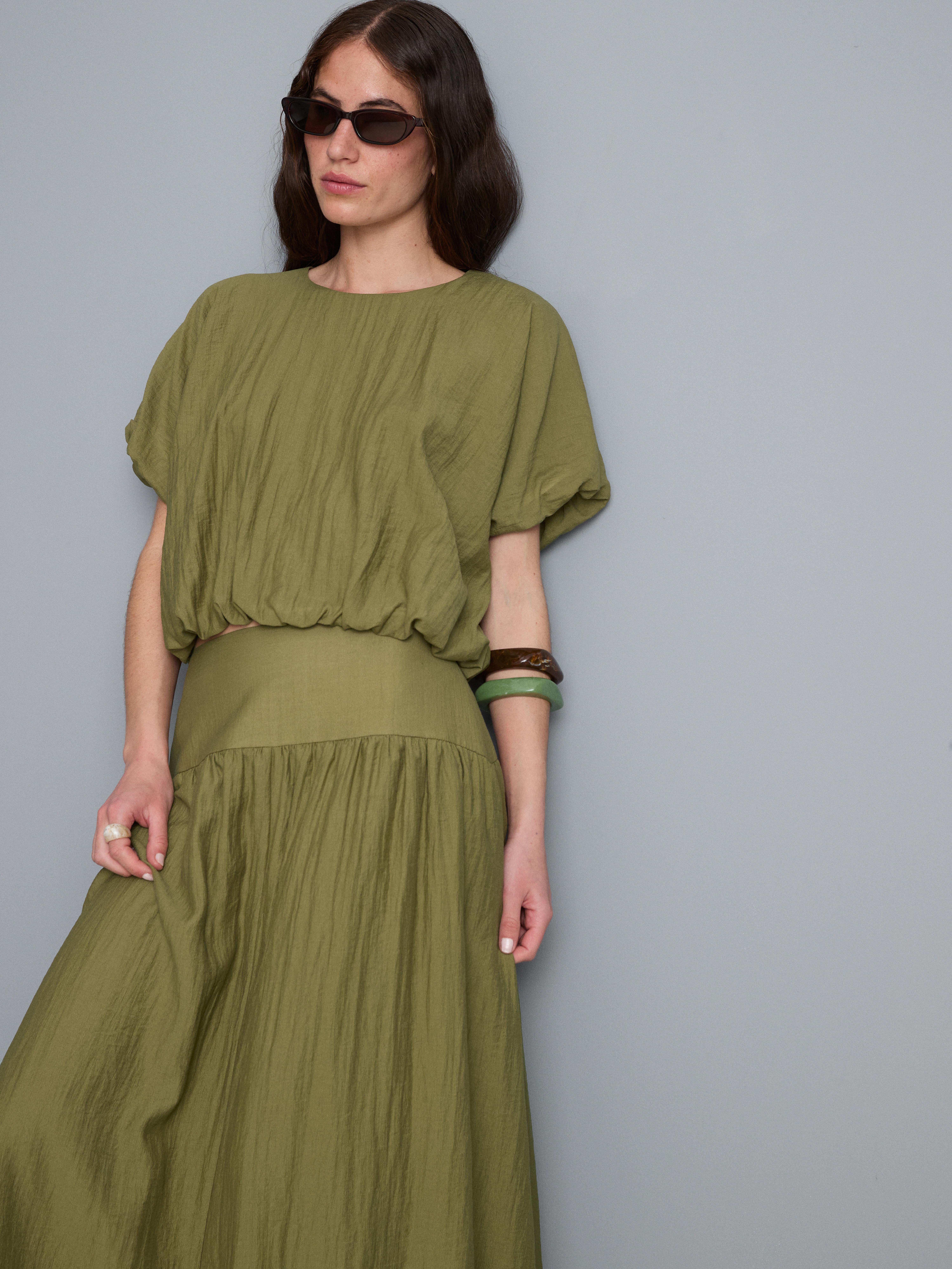 Womens Green Bubble Hem Top | Primark