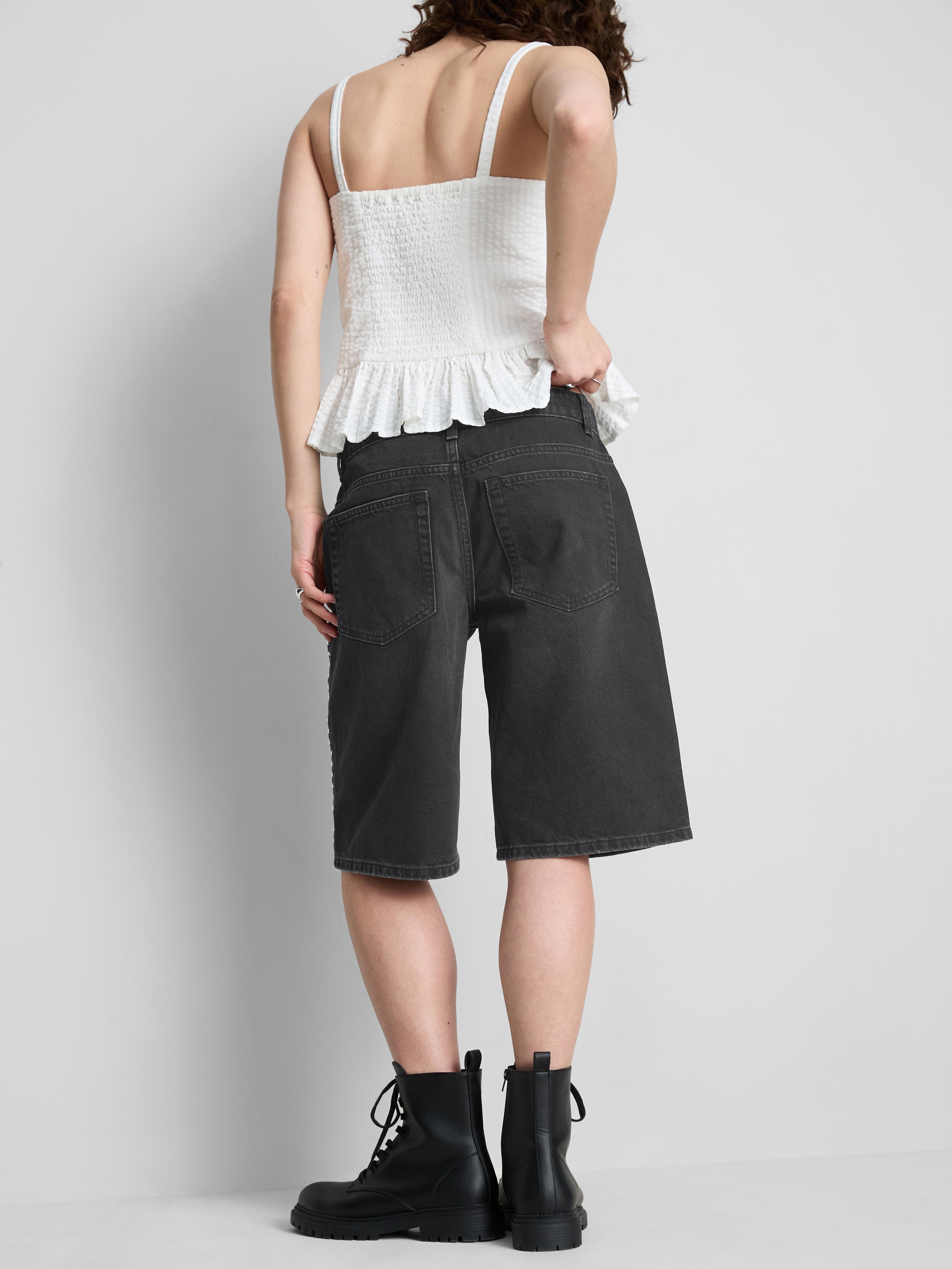 The Primark Scene | Jorts tachas ganga algodão - Preto - Mulher | Primark