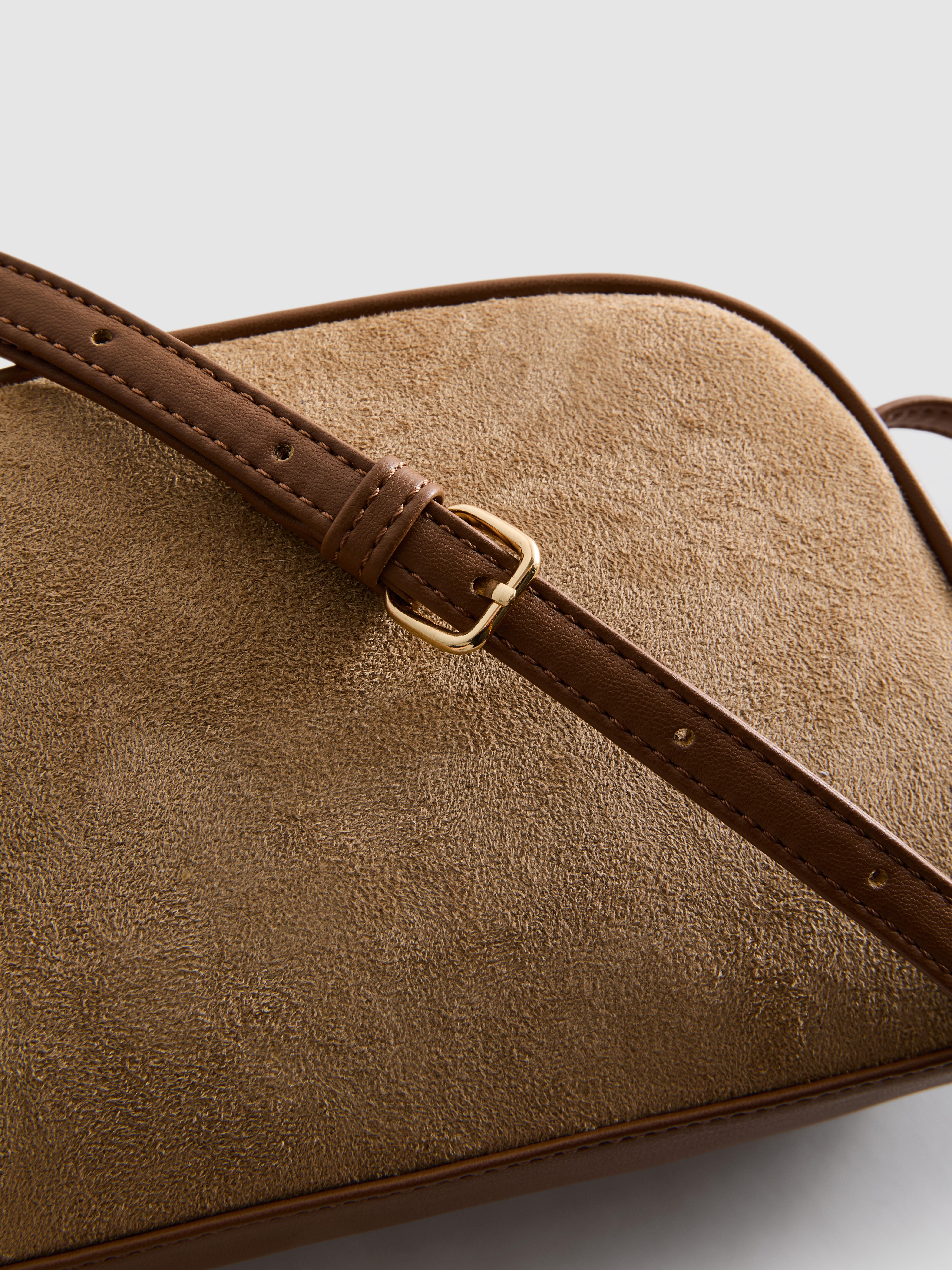 Womens Sand Mini Faux Suede Crossbody Bag | Primark
