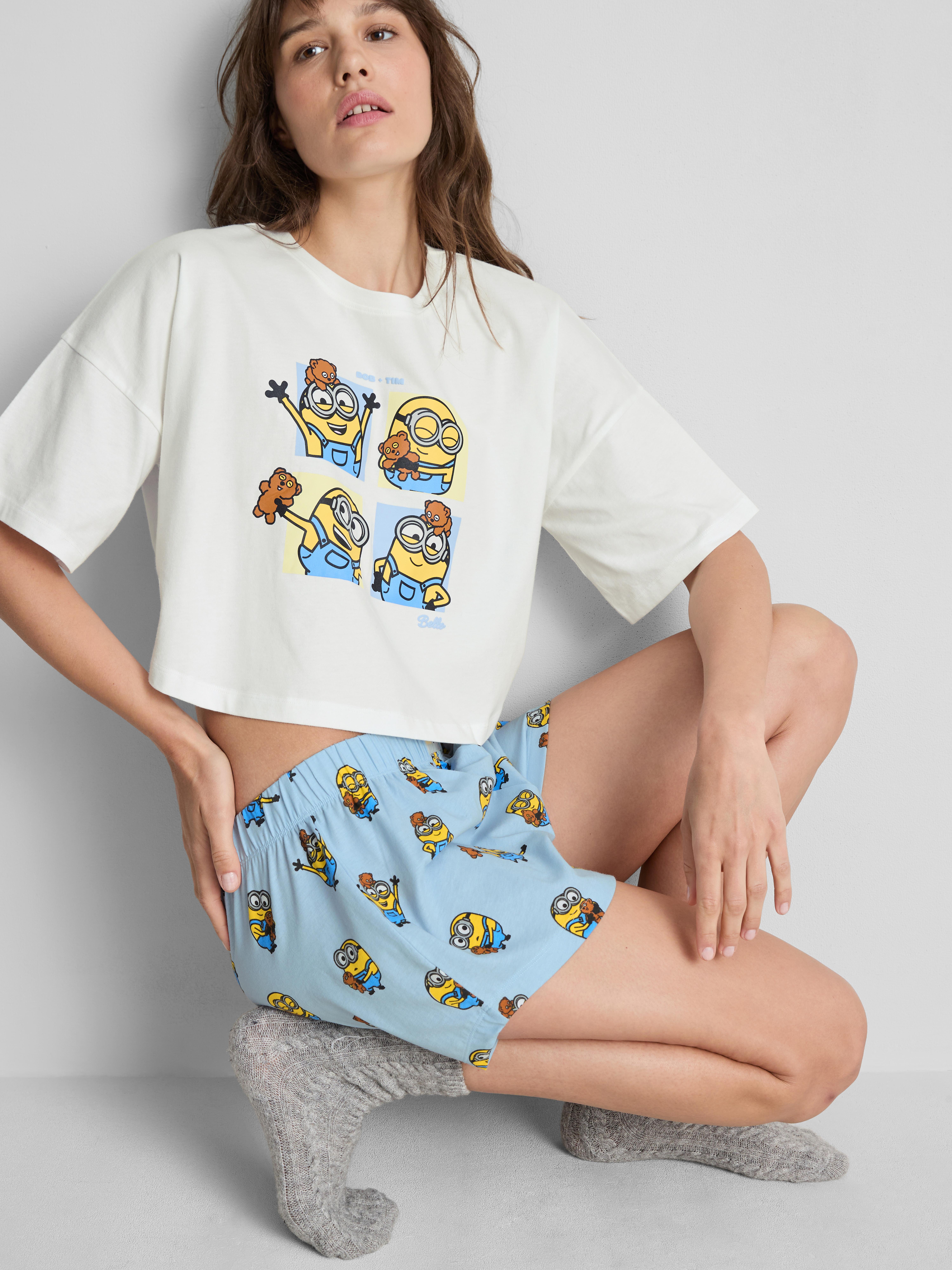 Womens Blue Despicable Me Minions Graphic Shorty Pyjamas | Primark