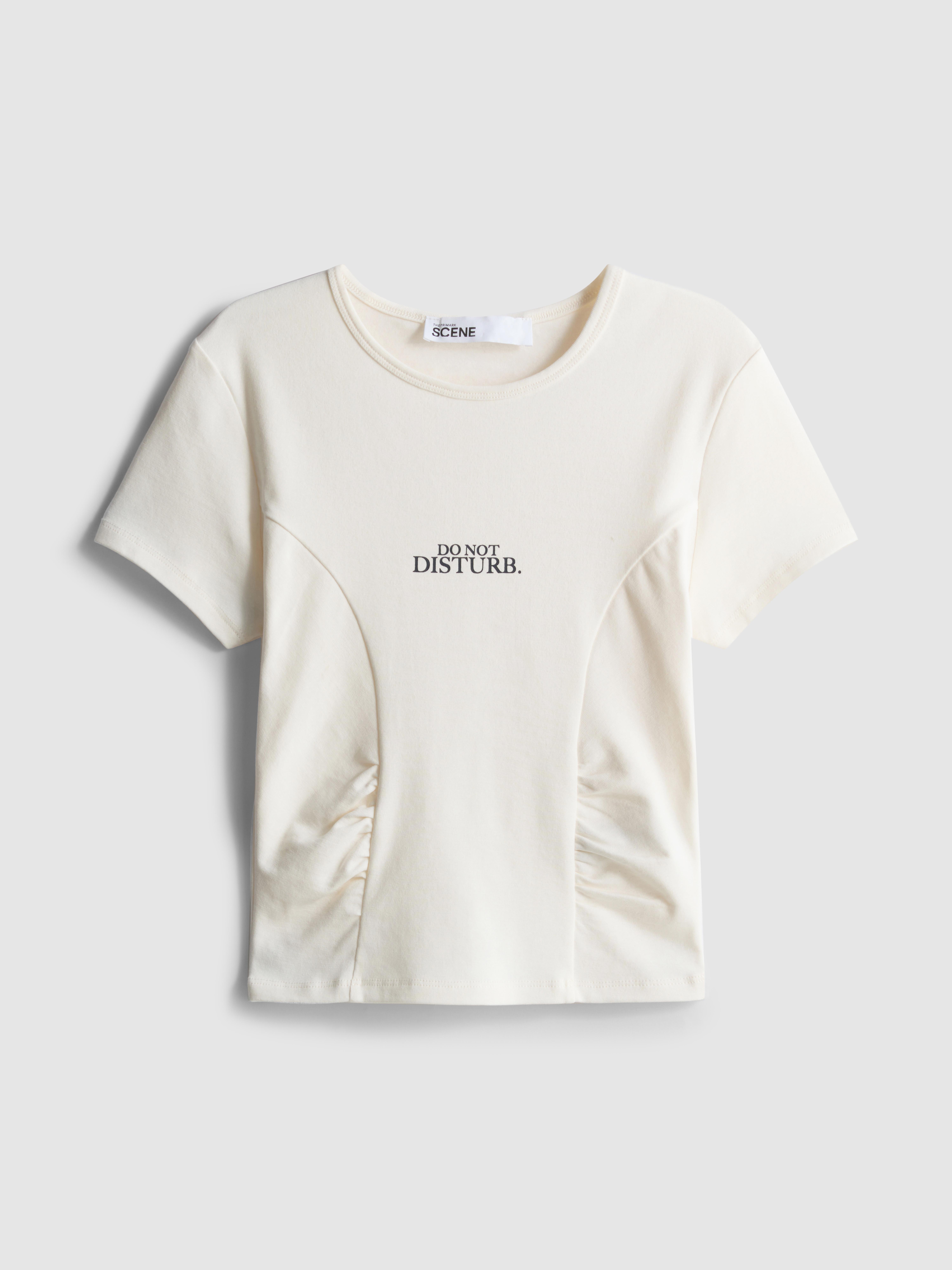 Womens Ecru The Primark Scene | Ruched Slogan Baby Tee | Primark