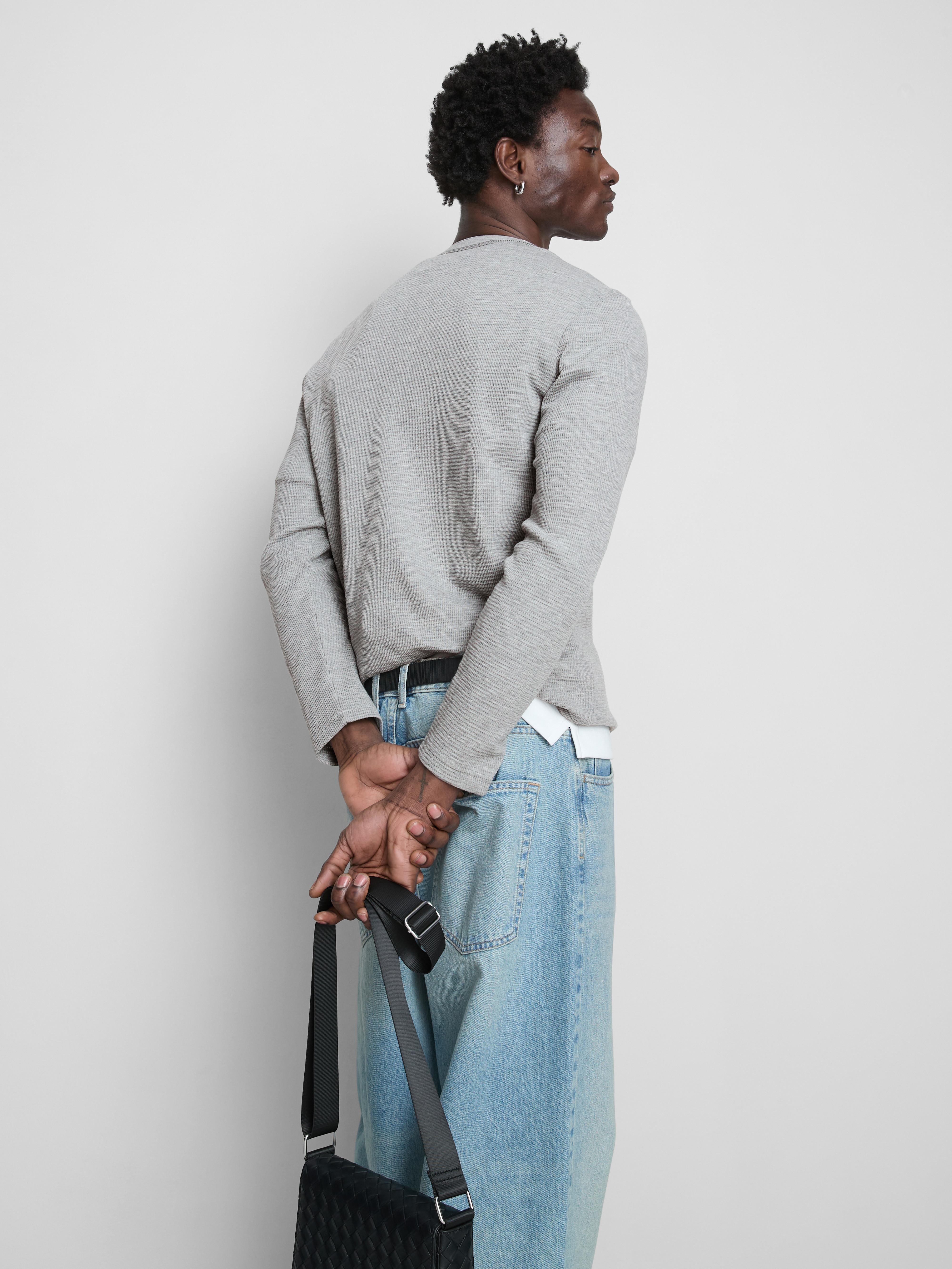 Men's Grey Waffle Texture Henley T-Shirt | Penneys