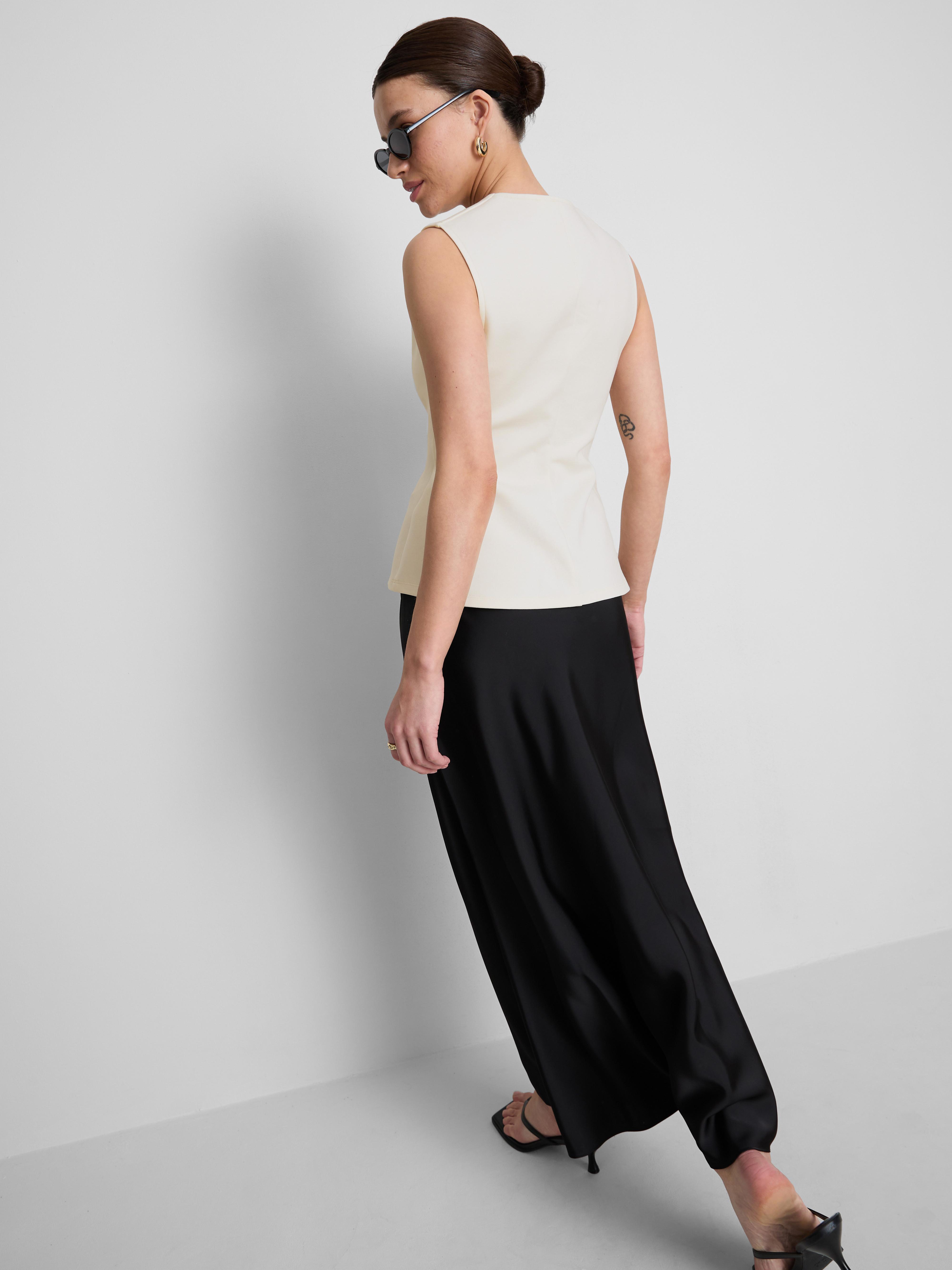 Women's Ivory V-Neck Peplum Sleeveless Top | Primark