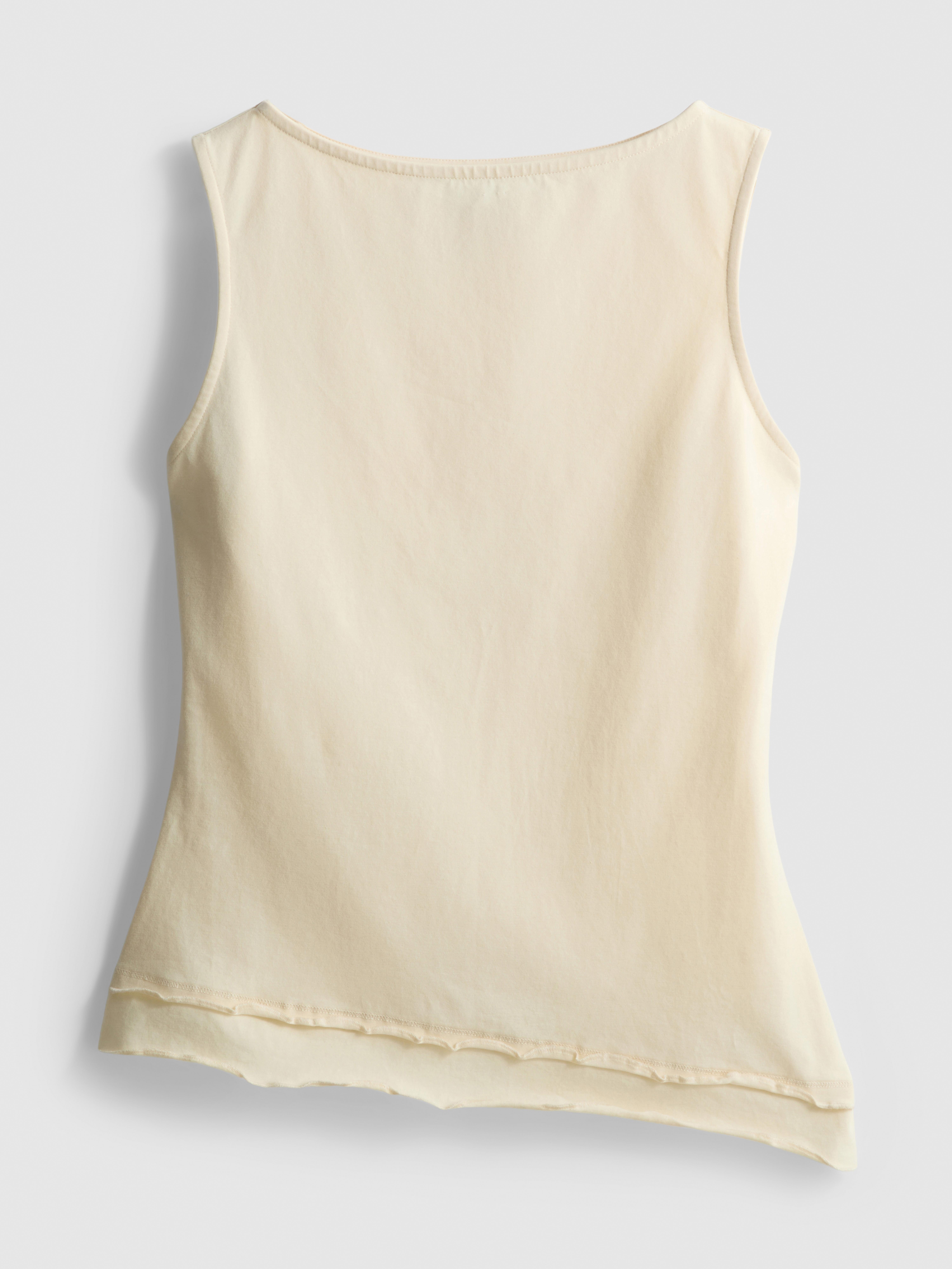 Women's Ivory Lettuce Edge Asymmetric Tank Top | Primark