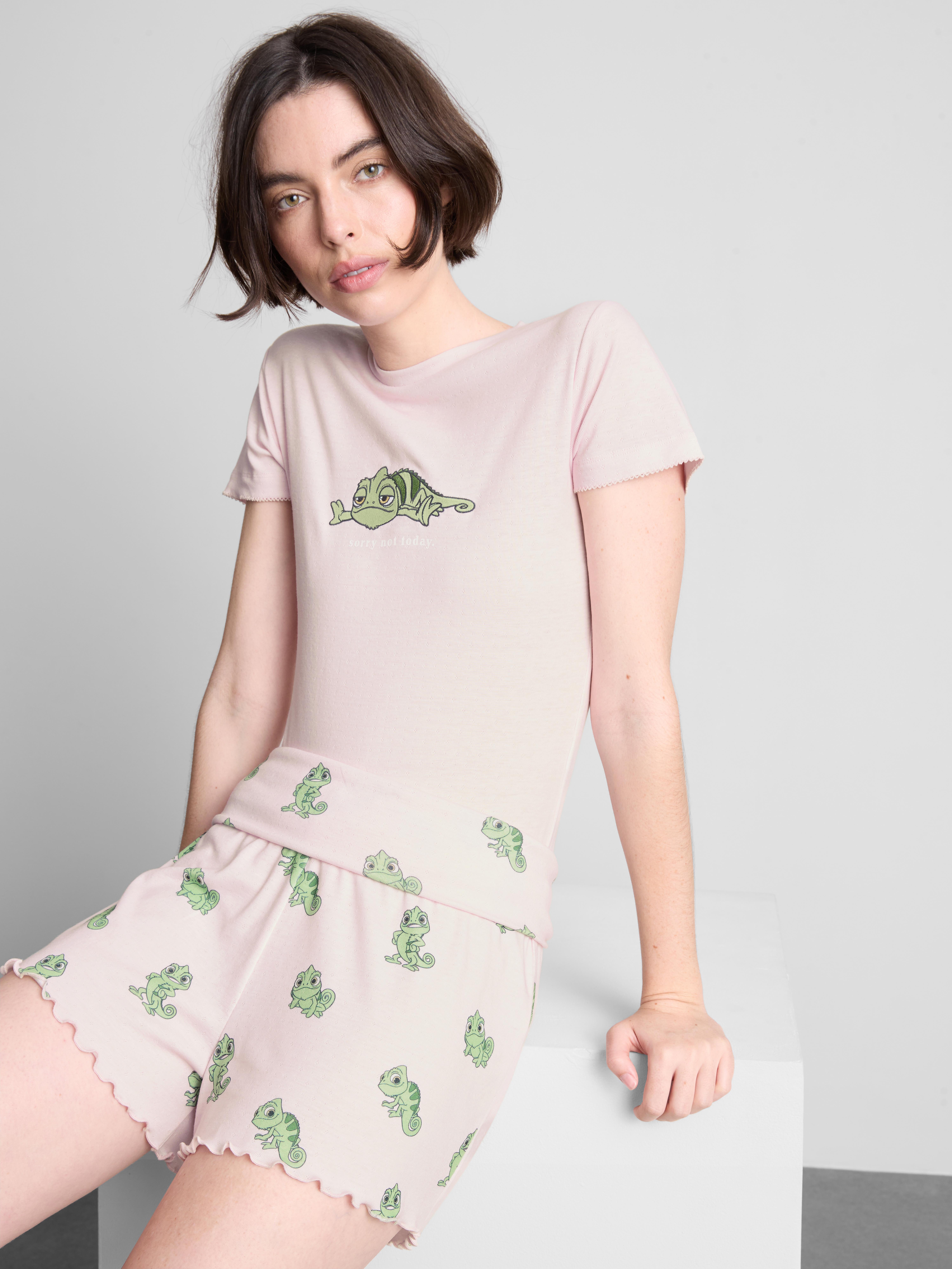 Womens Light Pink Disney's Tangled Pascal Pointelle Shorty Pyjamas ...