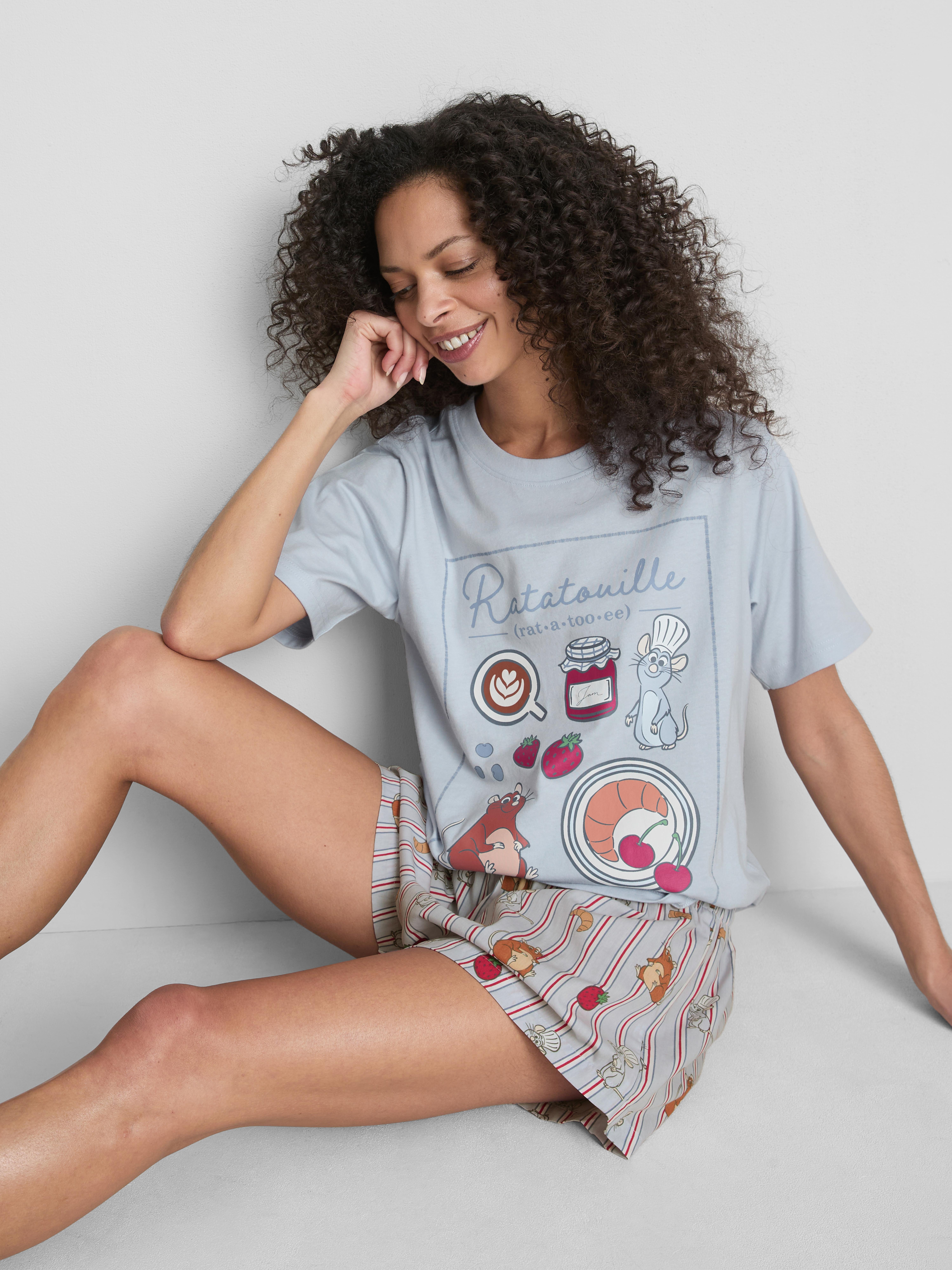 Women's Light Blue Disney's Ratatouille Cotton Graphic Shorty Pajamas ...