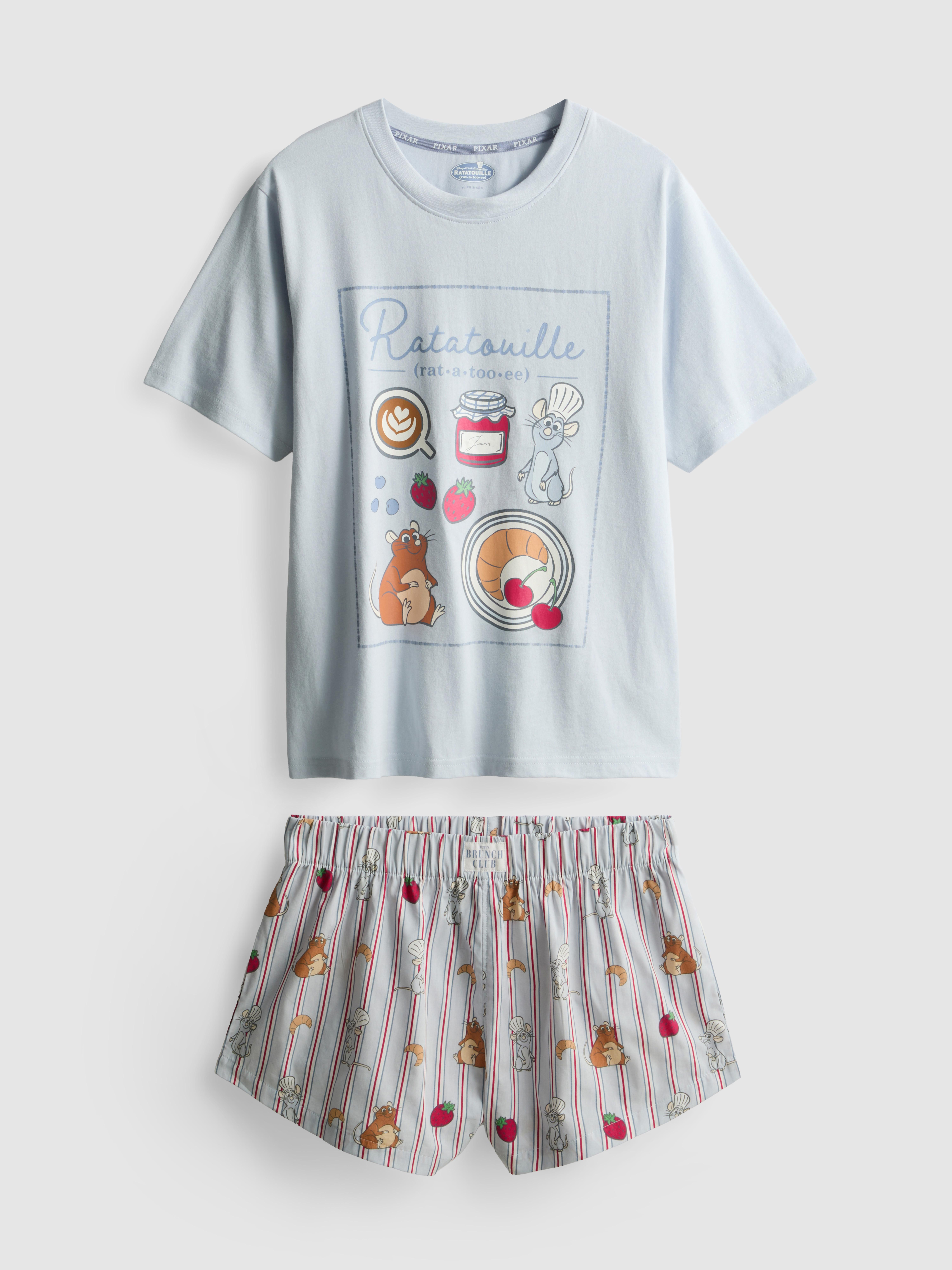 Women's Light Blue Disney's Ratatouille Cotton Graphic Shorty Pajamas ...