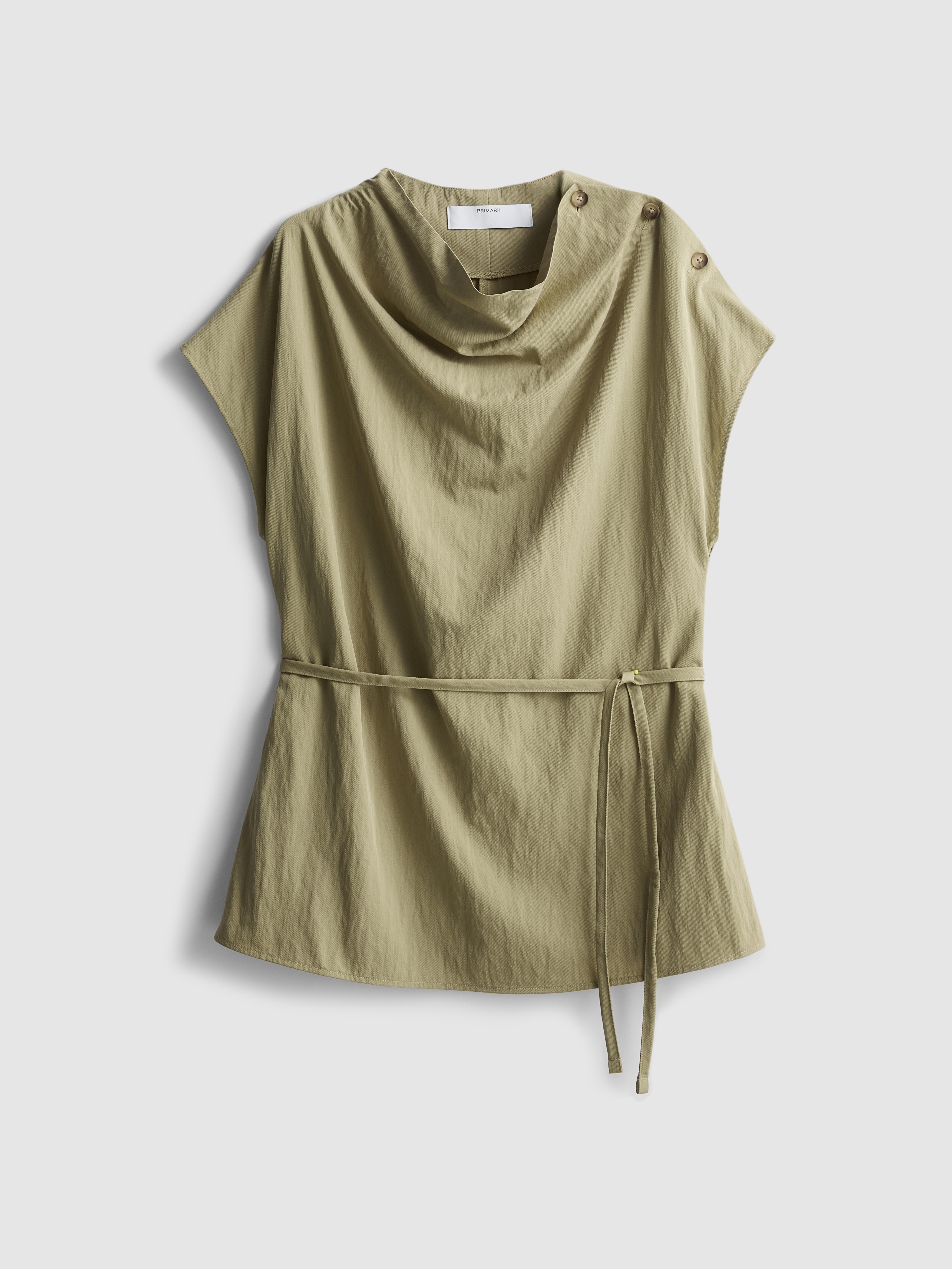 Blusa atilho lateral gola drapeada - Areia - Mulher | Primark