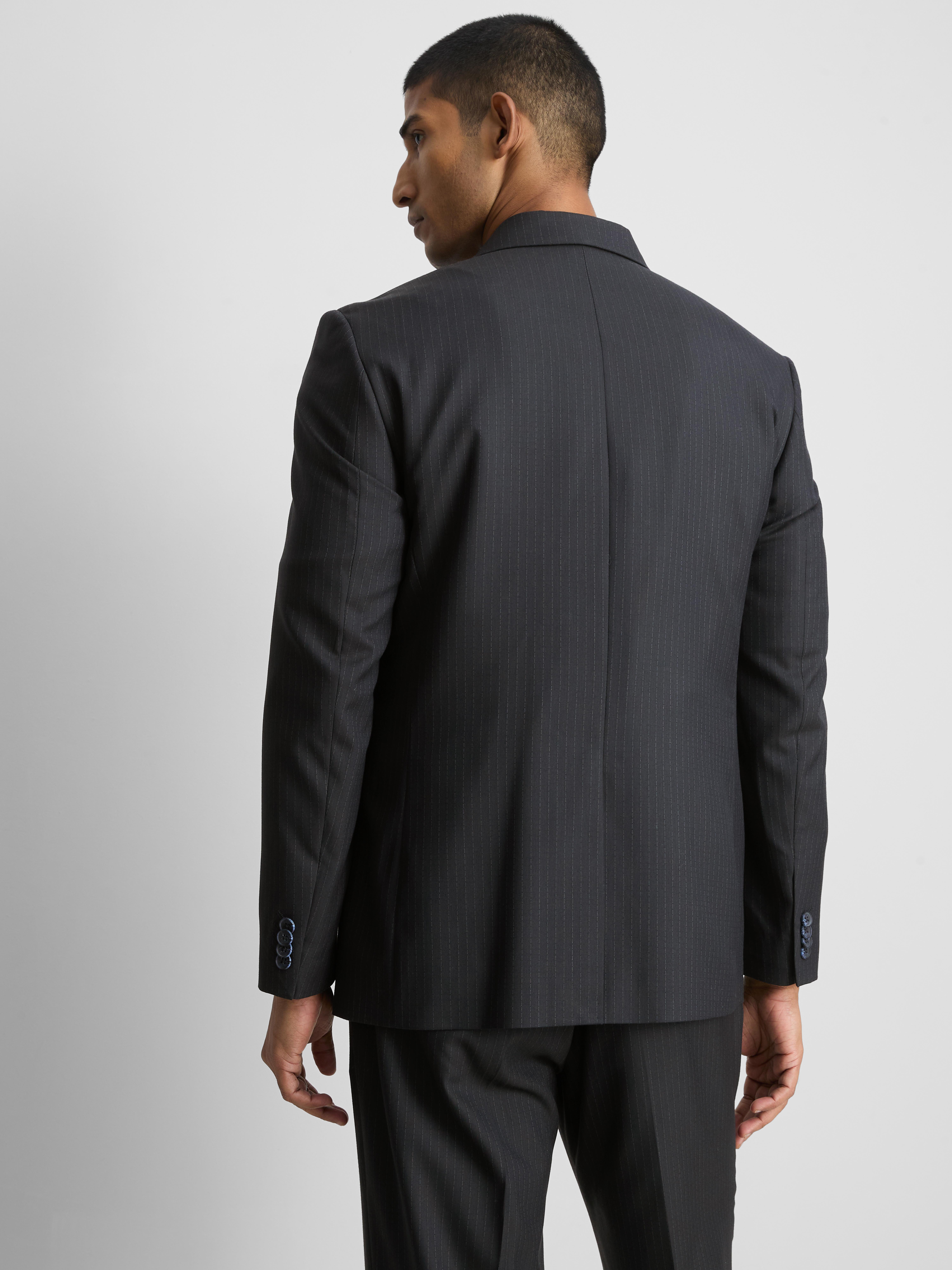 Mens Navy Double-Breasted Pinstripe Suit Jacket | Primark