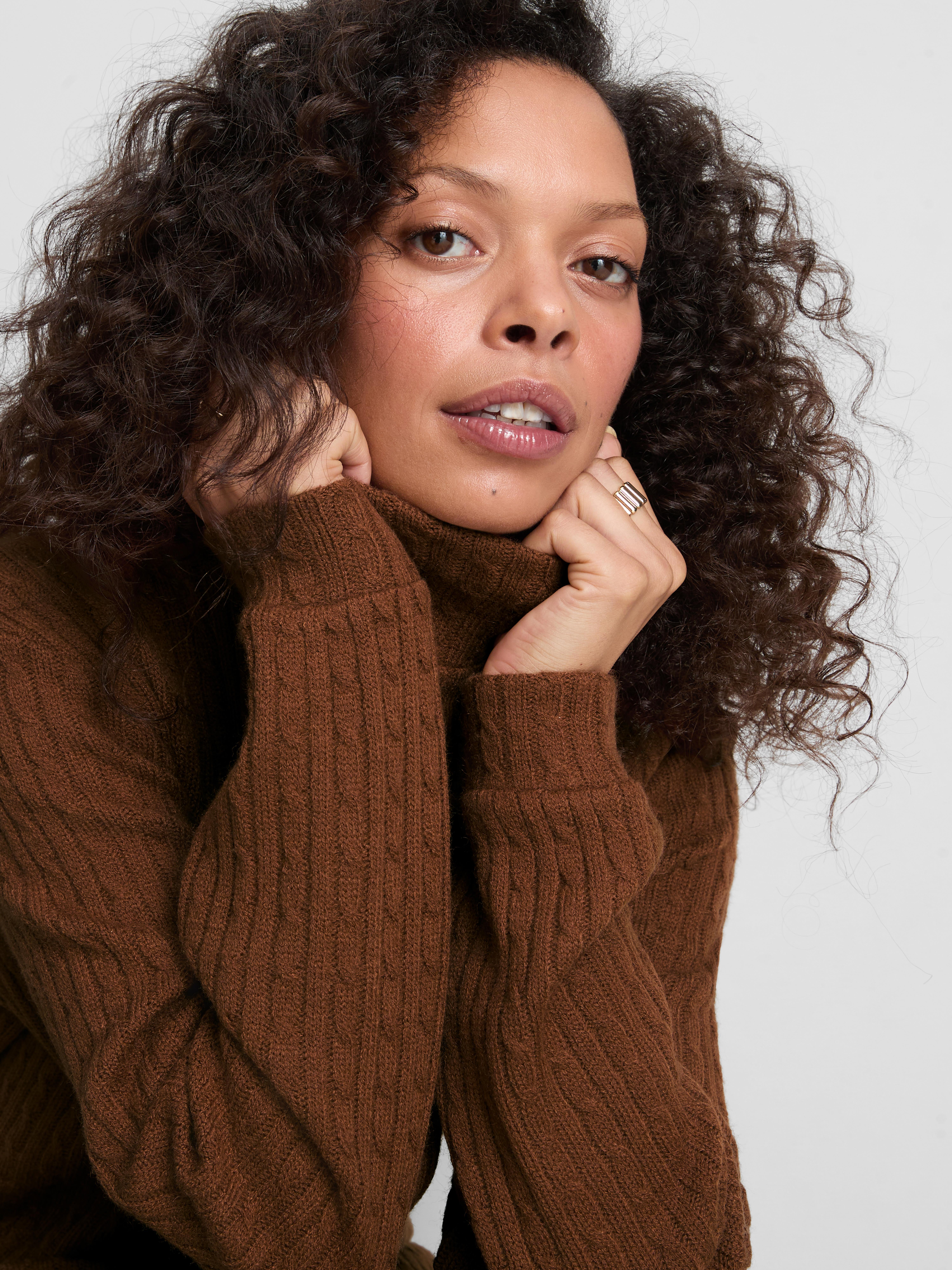 Womens Camel Long Sleeve Cable Knit Mini Dress | Primark