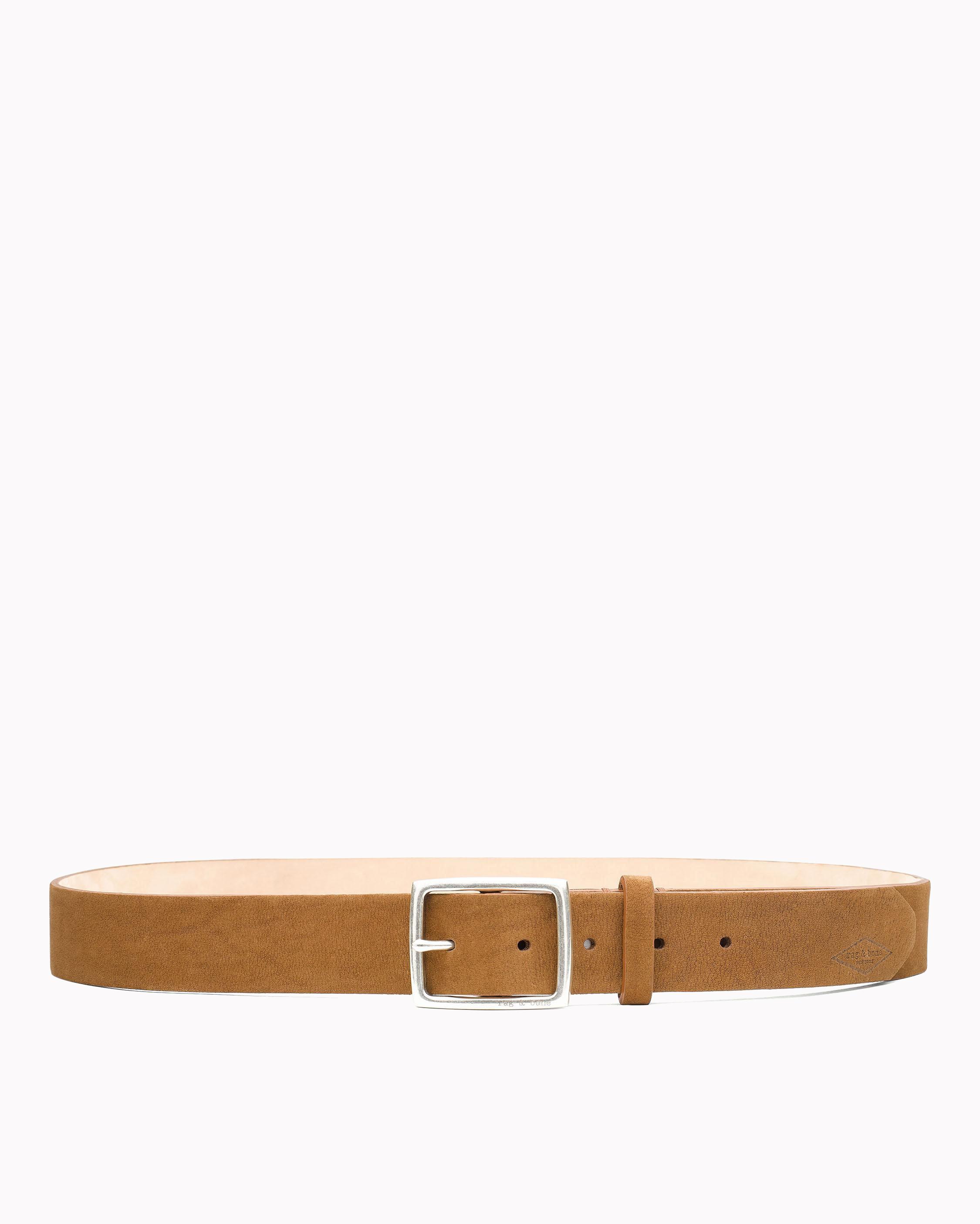 Rugged Belt with Nickel Buckle in Brown | rag & bone