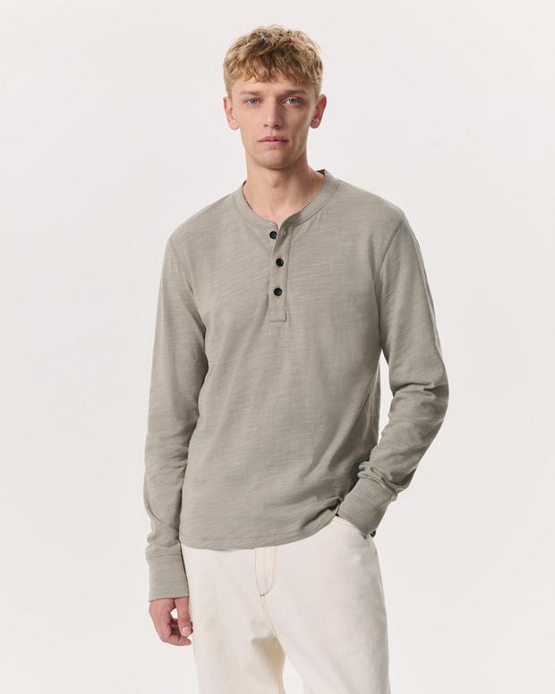 Classic Flame Henley Shirt - Elephant Gray | rag & bone Classic Flame Henley Shirt - Elephant Gray | rag & bone