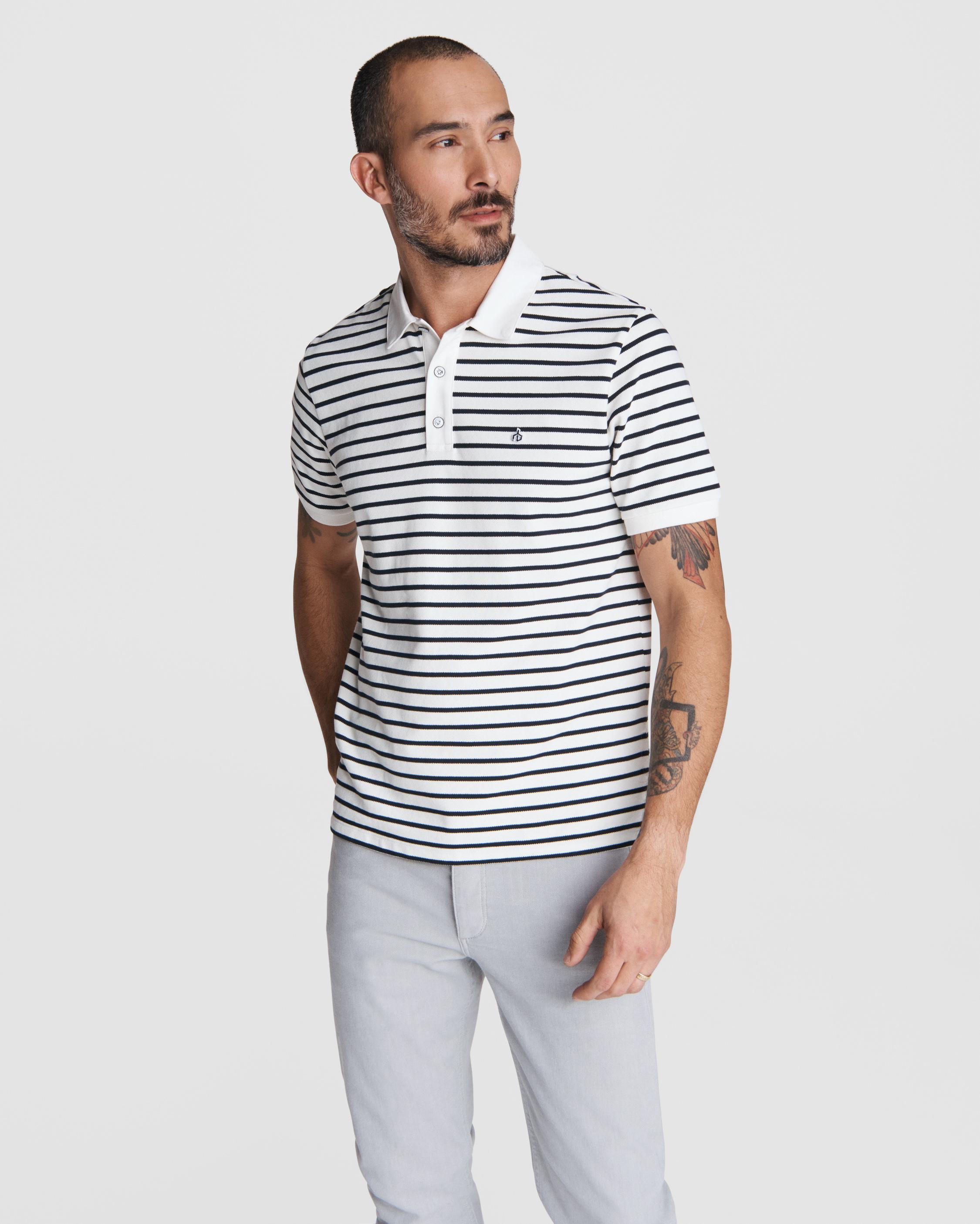 Stripe Pique Cotton Polo - Salute Multi | rag & bone