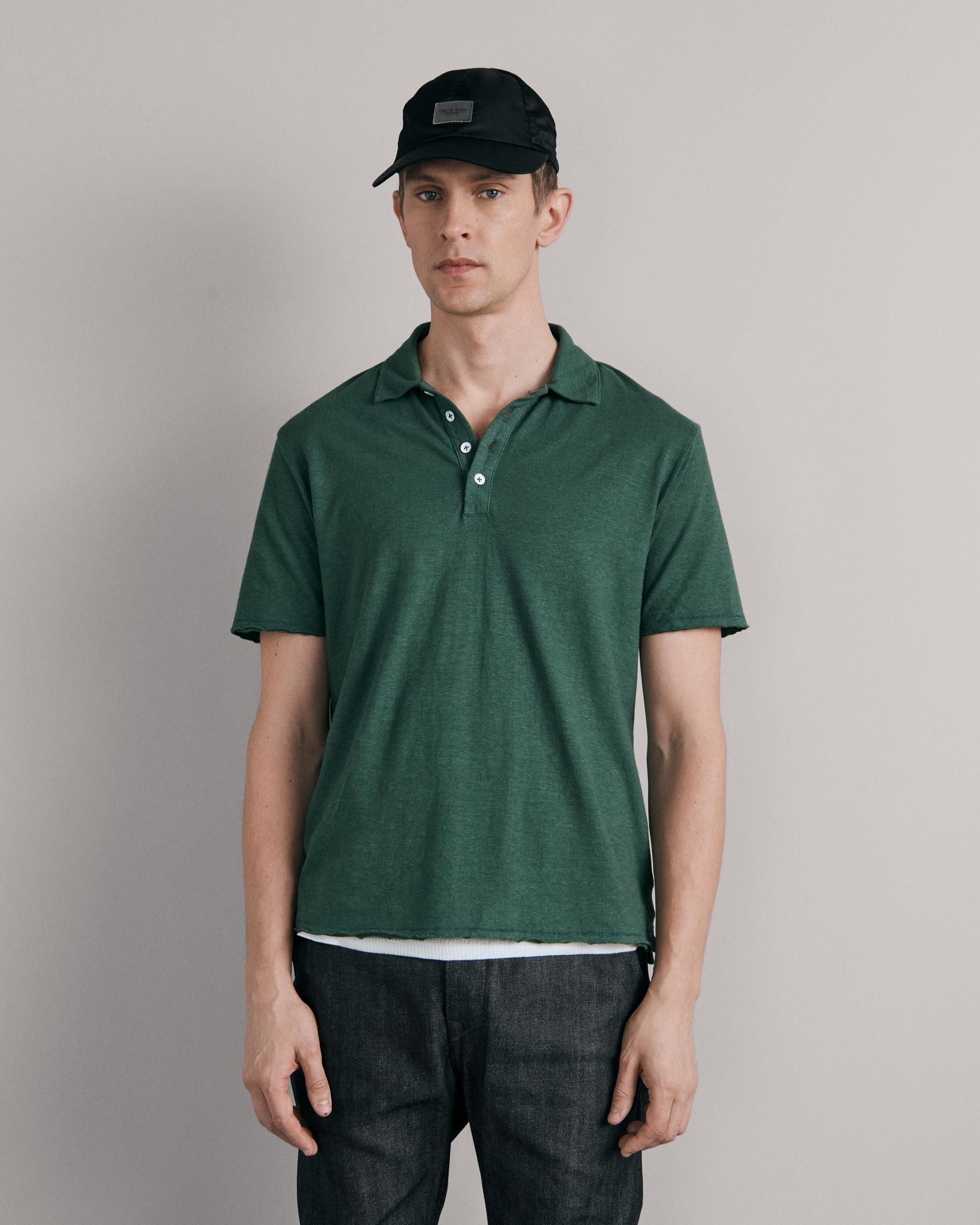 Linen Blend Polo - Green | rag & bone