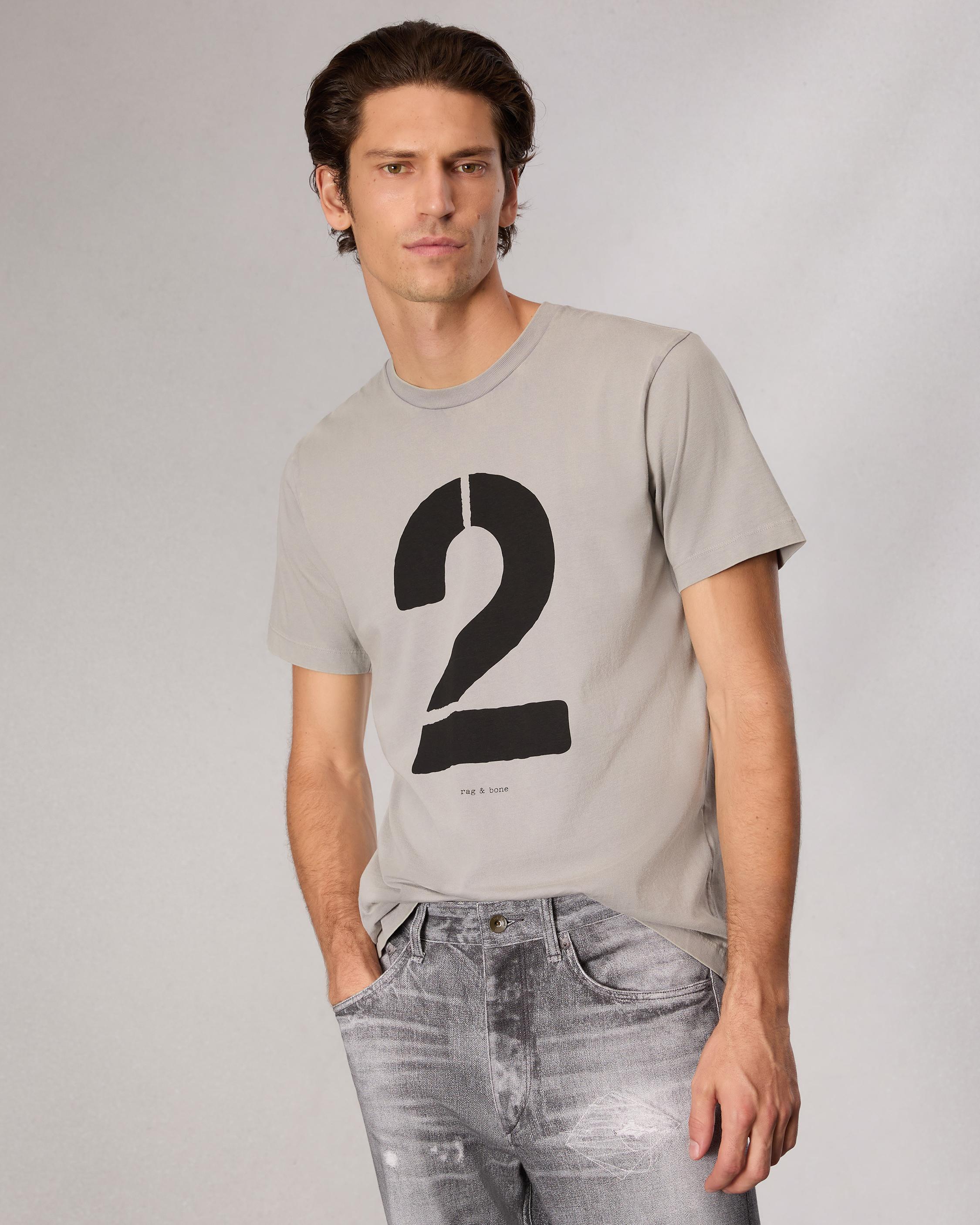 rb Number 2 T-Shirt - Washed Grey | rag & bone