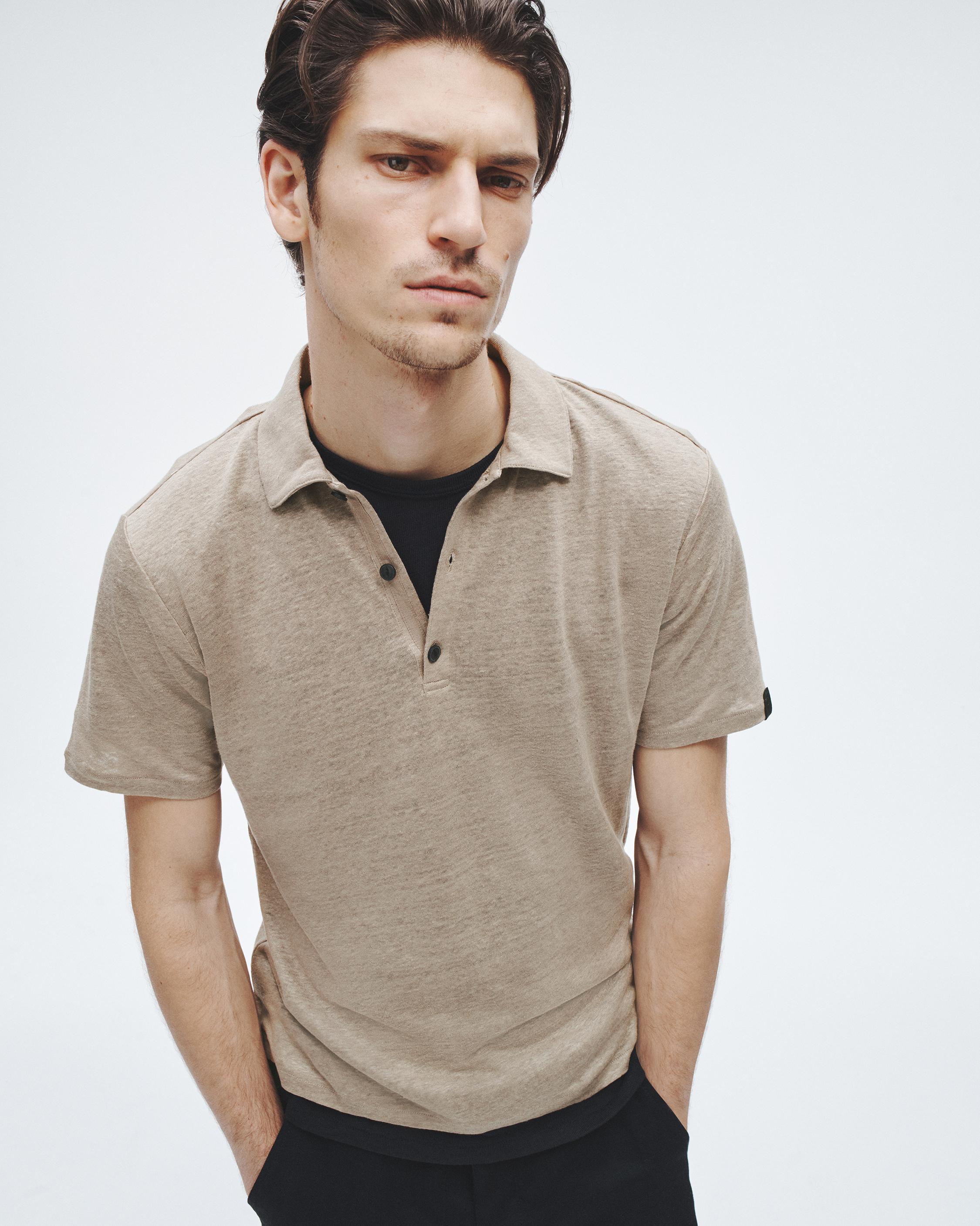 Classic Linen Polo - Taupe | rag & bone