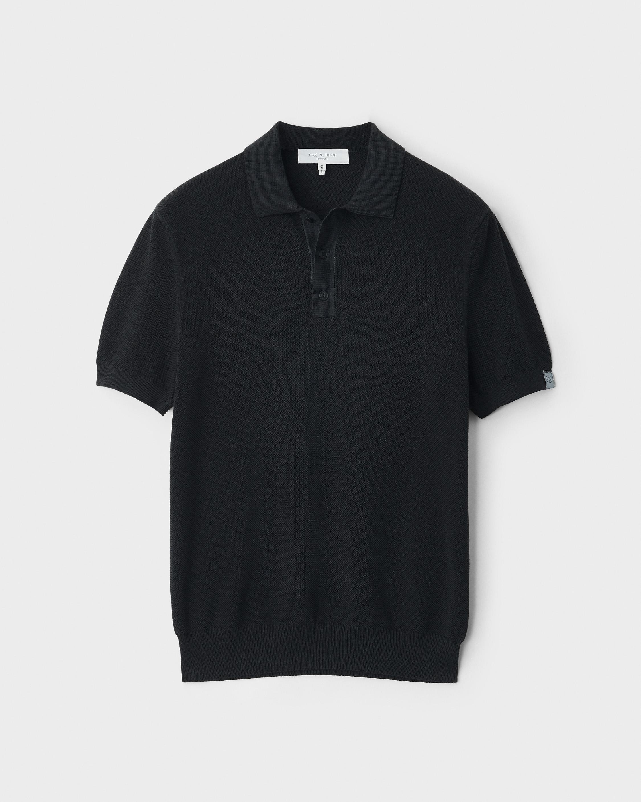 Hemp Cotton Pique Polo - Dark Grey | rag & bone