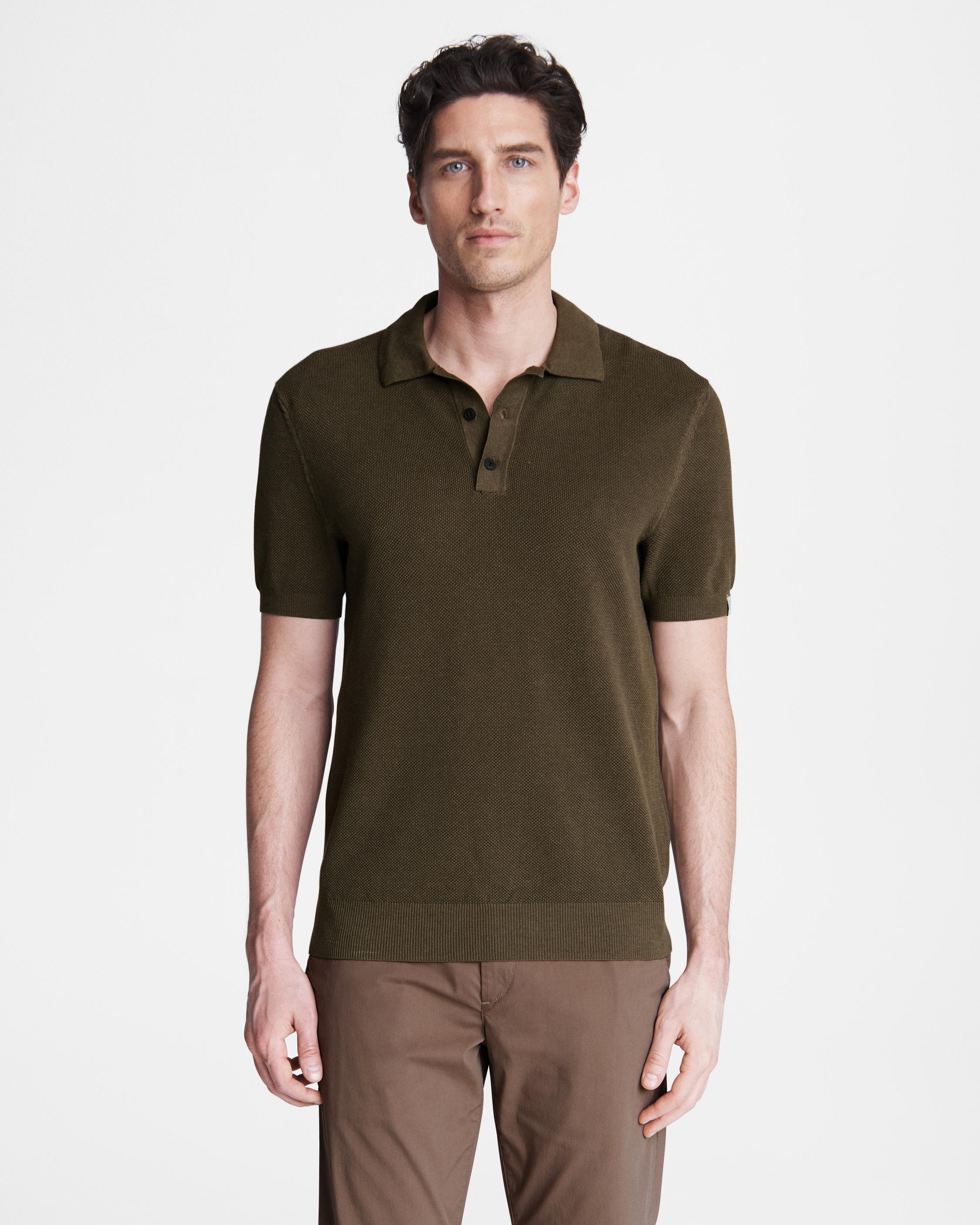 Hemp Cotton Pique Polo - Dark Grey | rag & bone