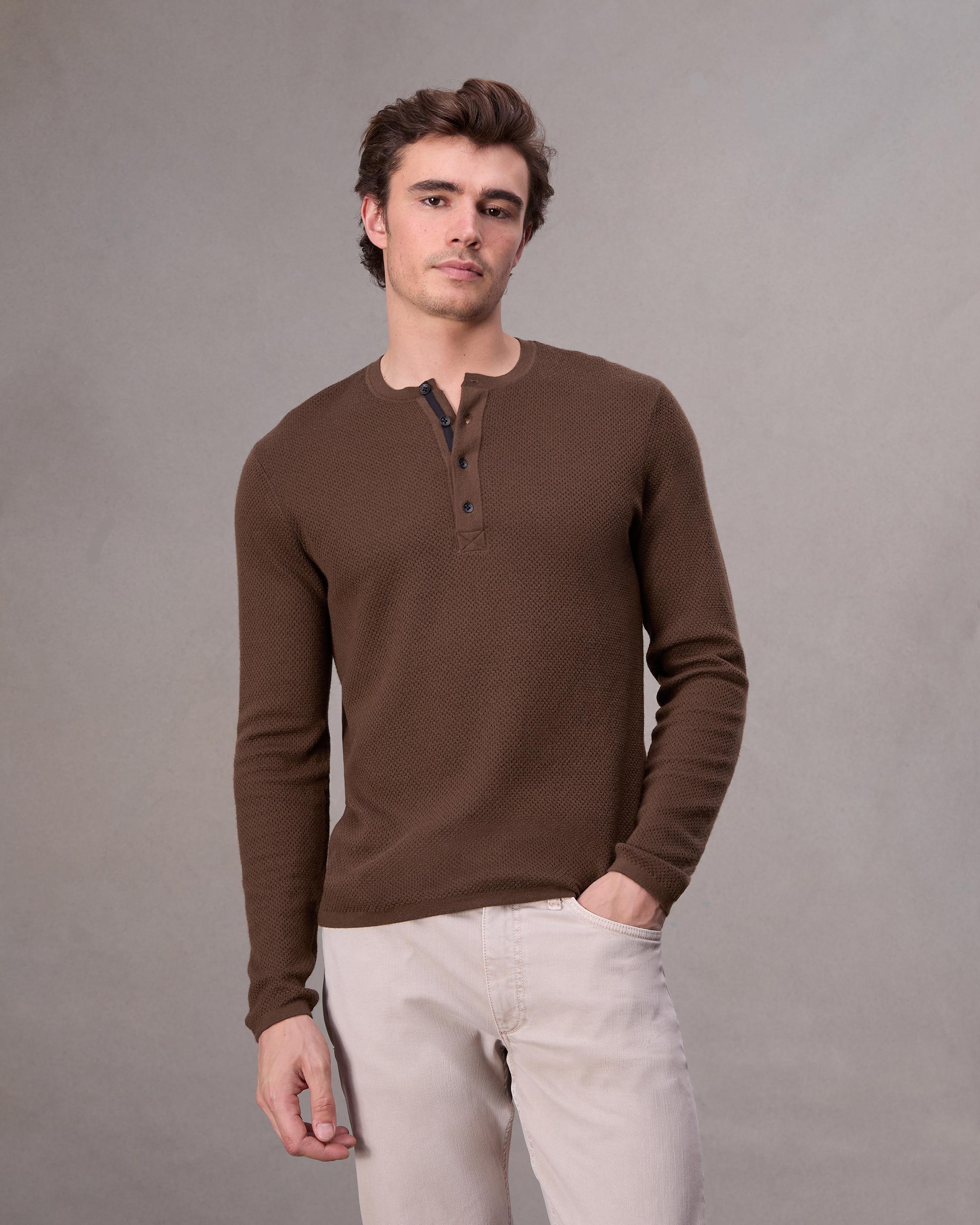 Bennet Slim Fit Henley Sweater - Chocolate Brown | rag & bone