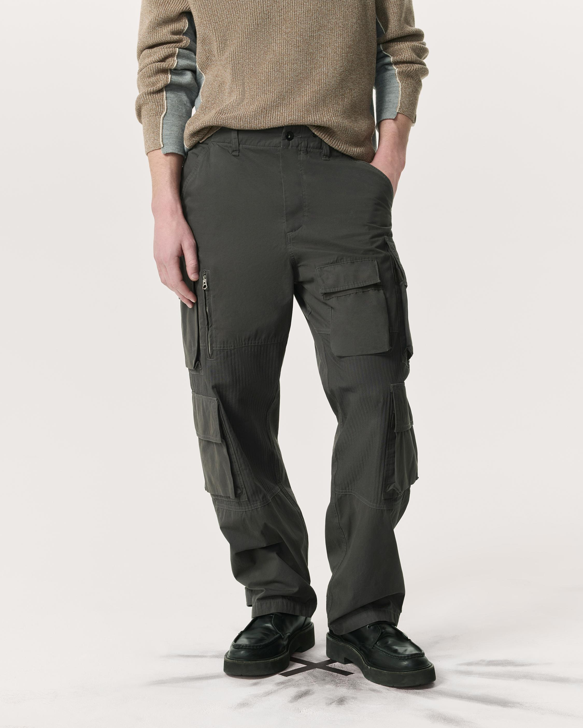 Union Relaxed Straight Cotton Cargo Pants - Dark Grey | rag & bone