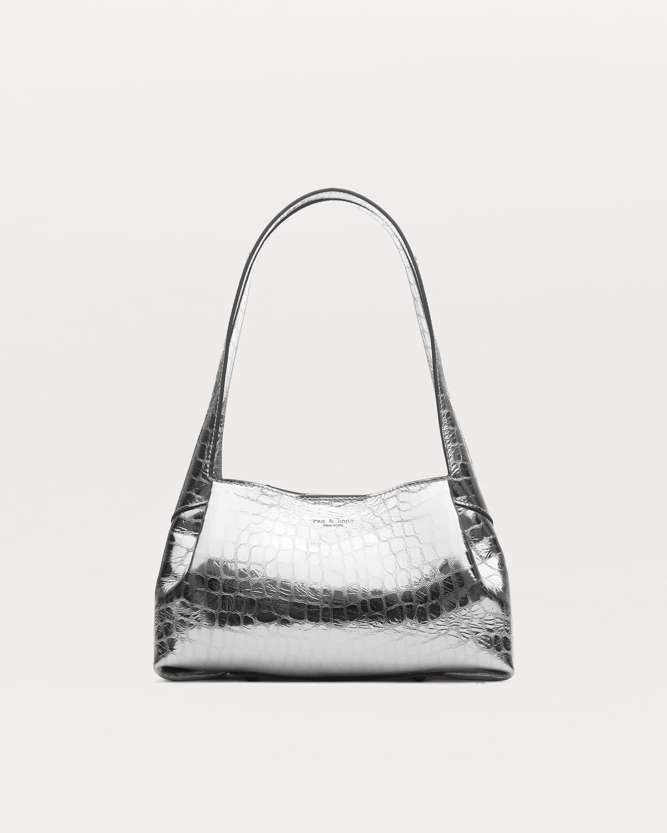 Slade Embossed Metallic Leather Shoulder Bag - Silver | rag & bone