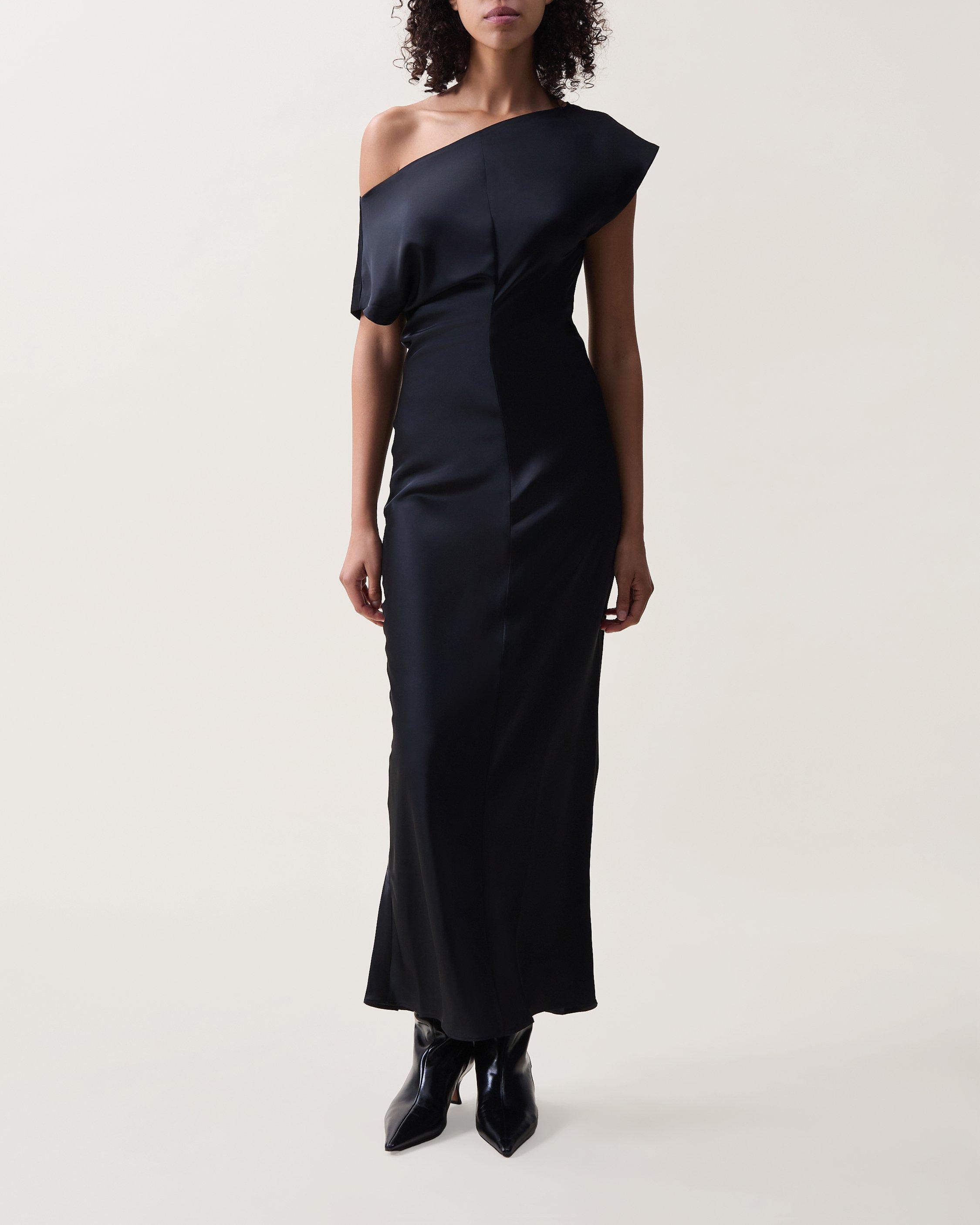 Evelyn Satin Dress - Black | rag & bone