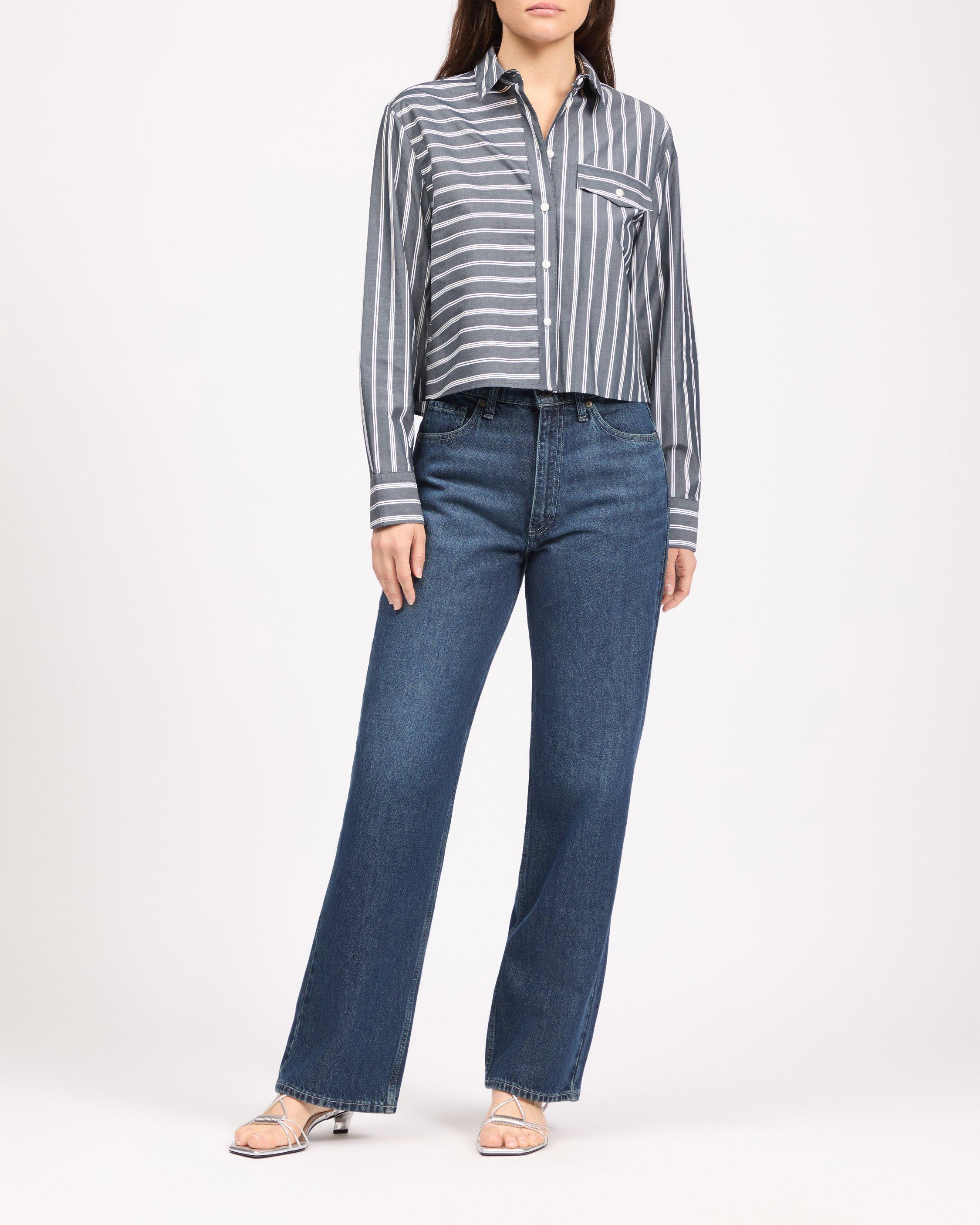 Mina Striped Poplin Shirt - Navy Multi | rag & bone