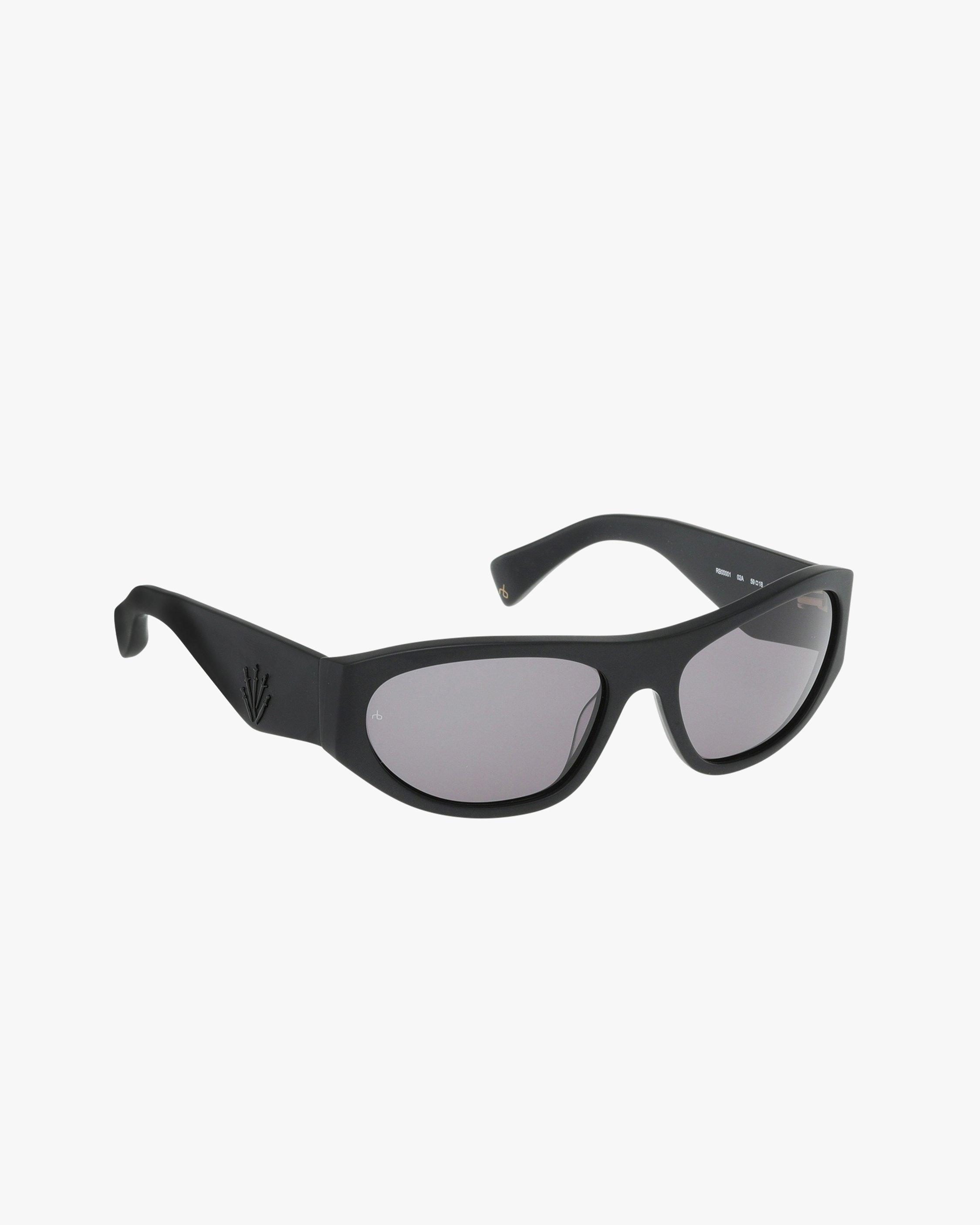 Stevie Oval Wraparound Sunglasses - Black Smoke | rag & bone