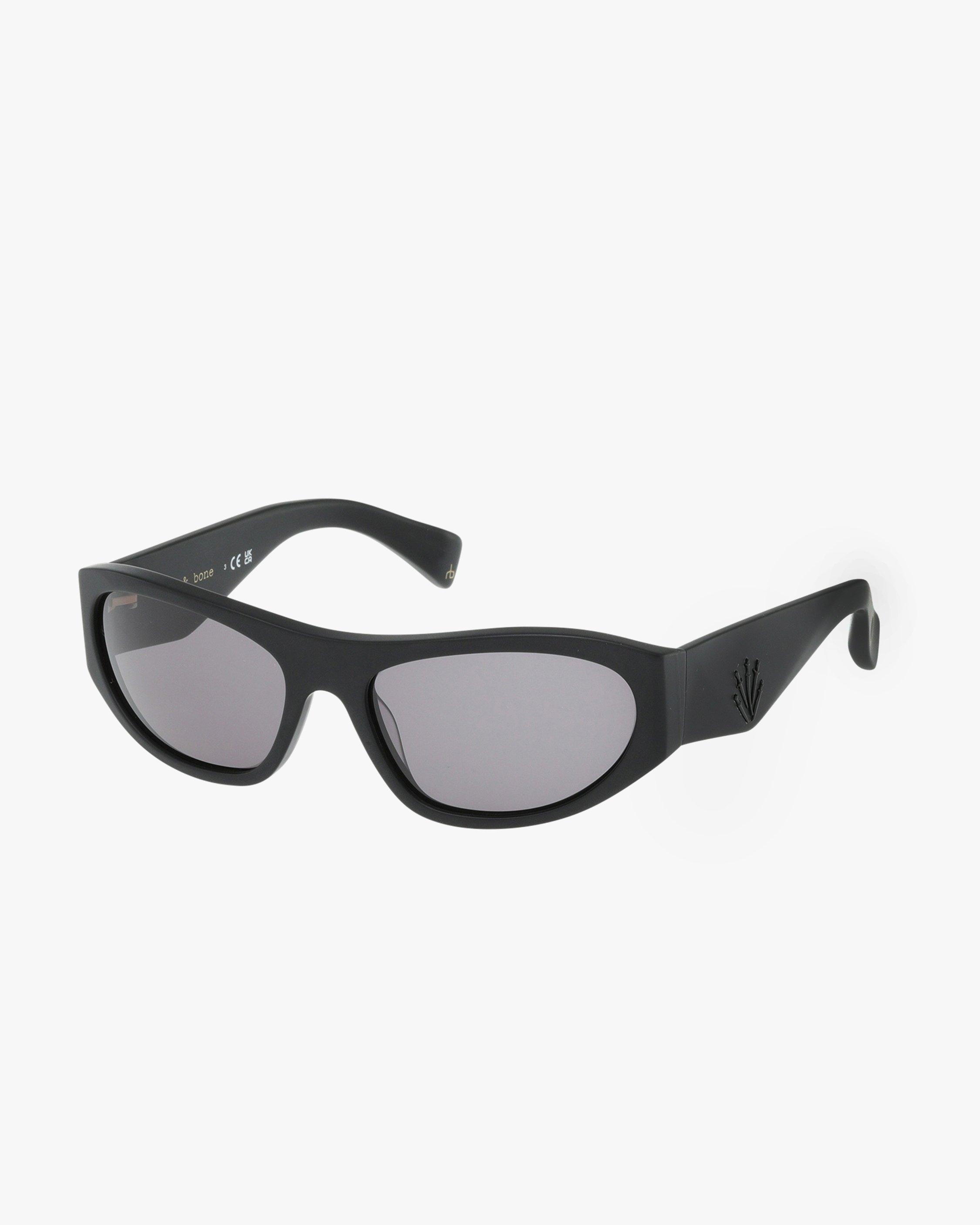 Stevie Oval Wraparound Sunglasses - Black Smoke | rag & bone
