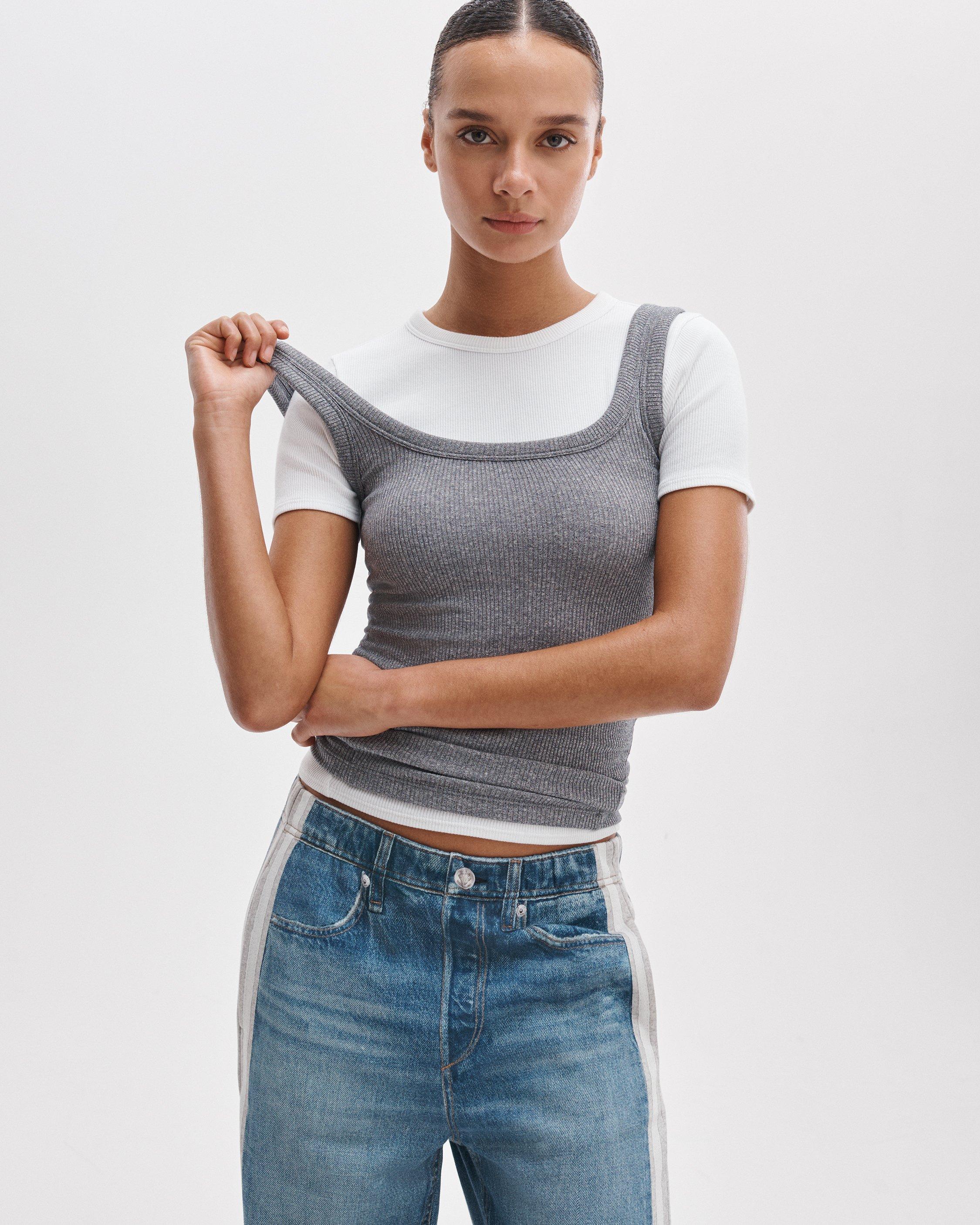 The Essential Ribbed U-Neck Tank - Heather Grey | rag & bone