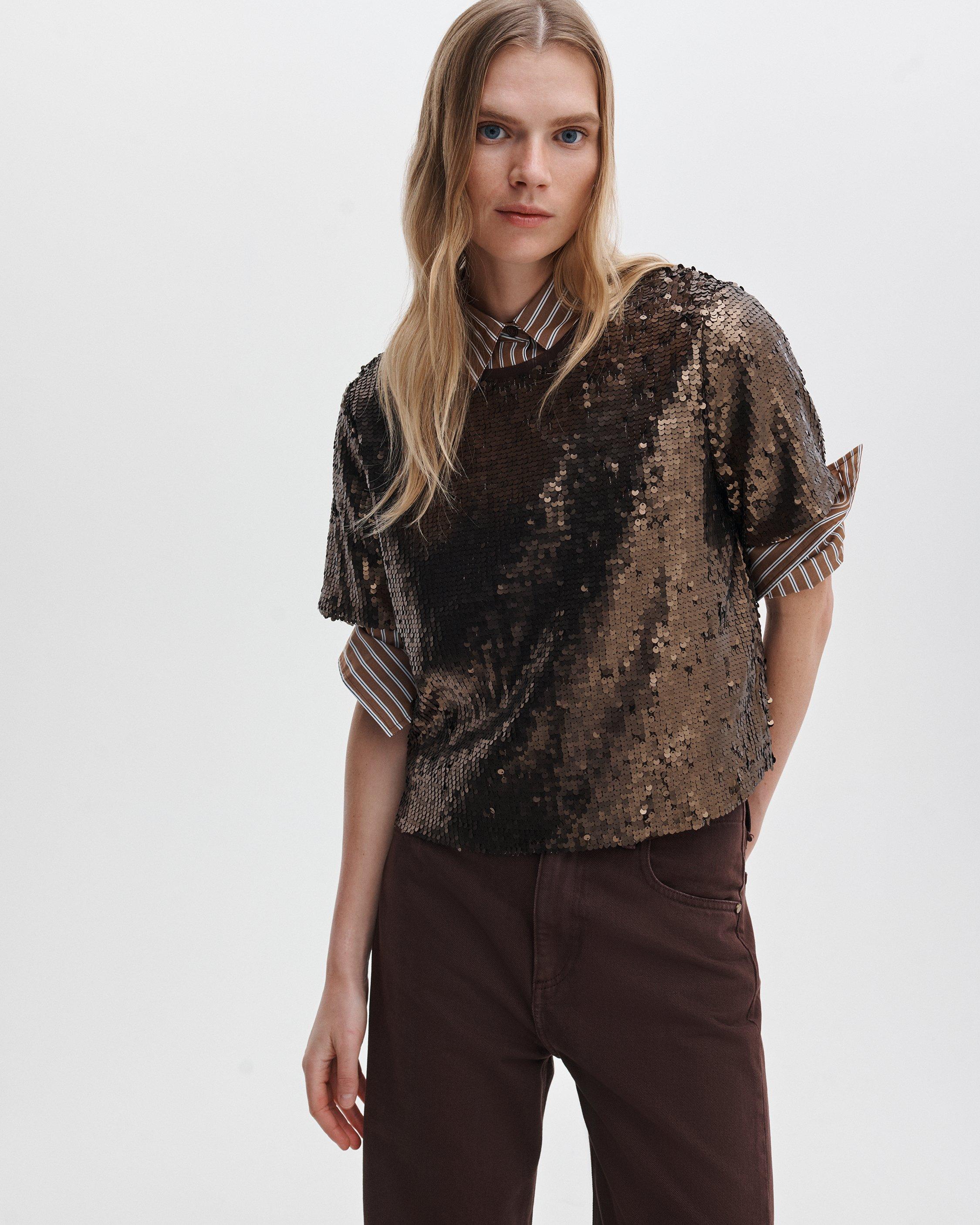 Lucy Sequined Tee - Coffee | rag & bone