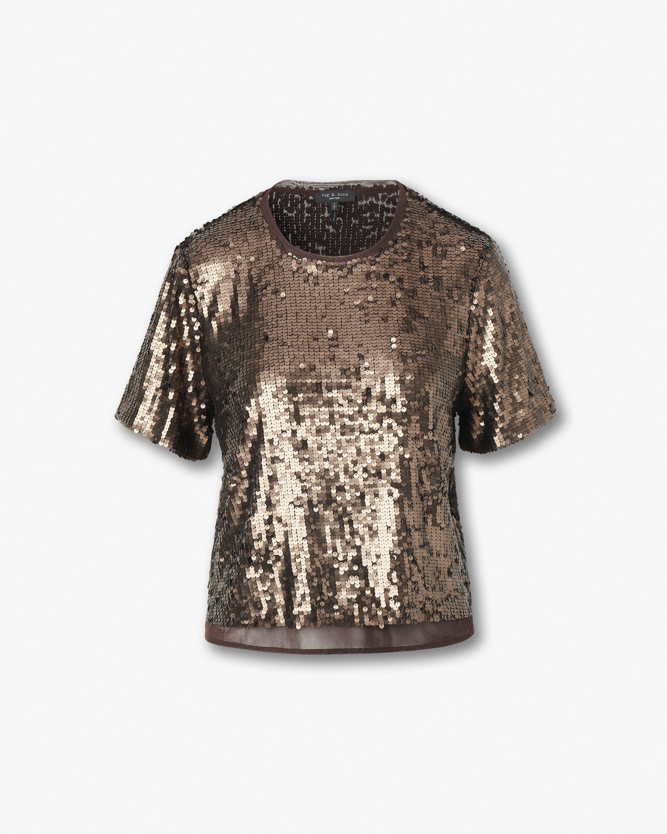 Lucy Sequined Tee - Coffee | rag & bone