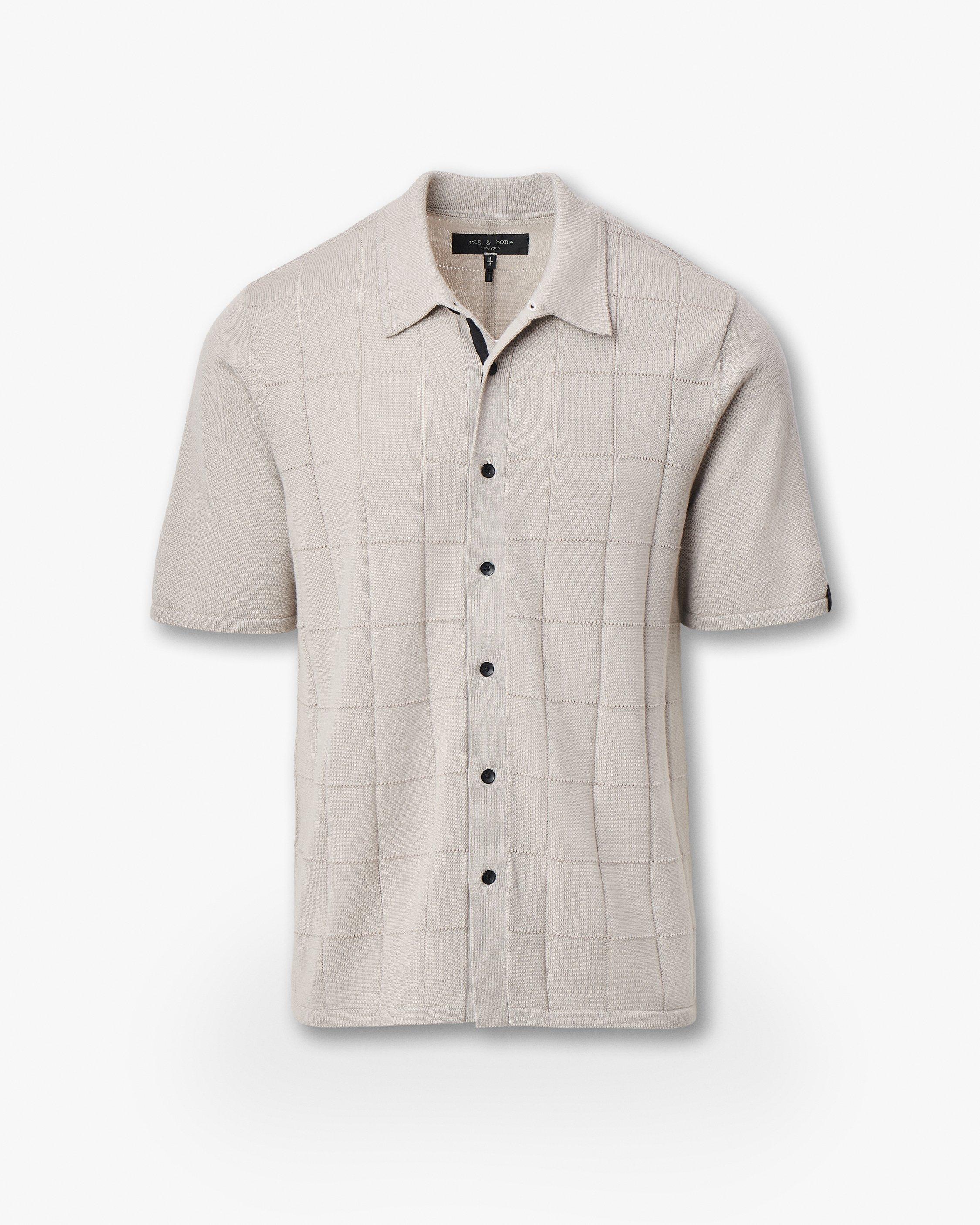 Dalton Windowpane Knit Shirt - Tan | rag & bone
