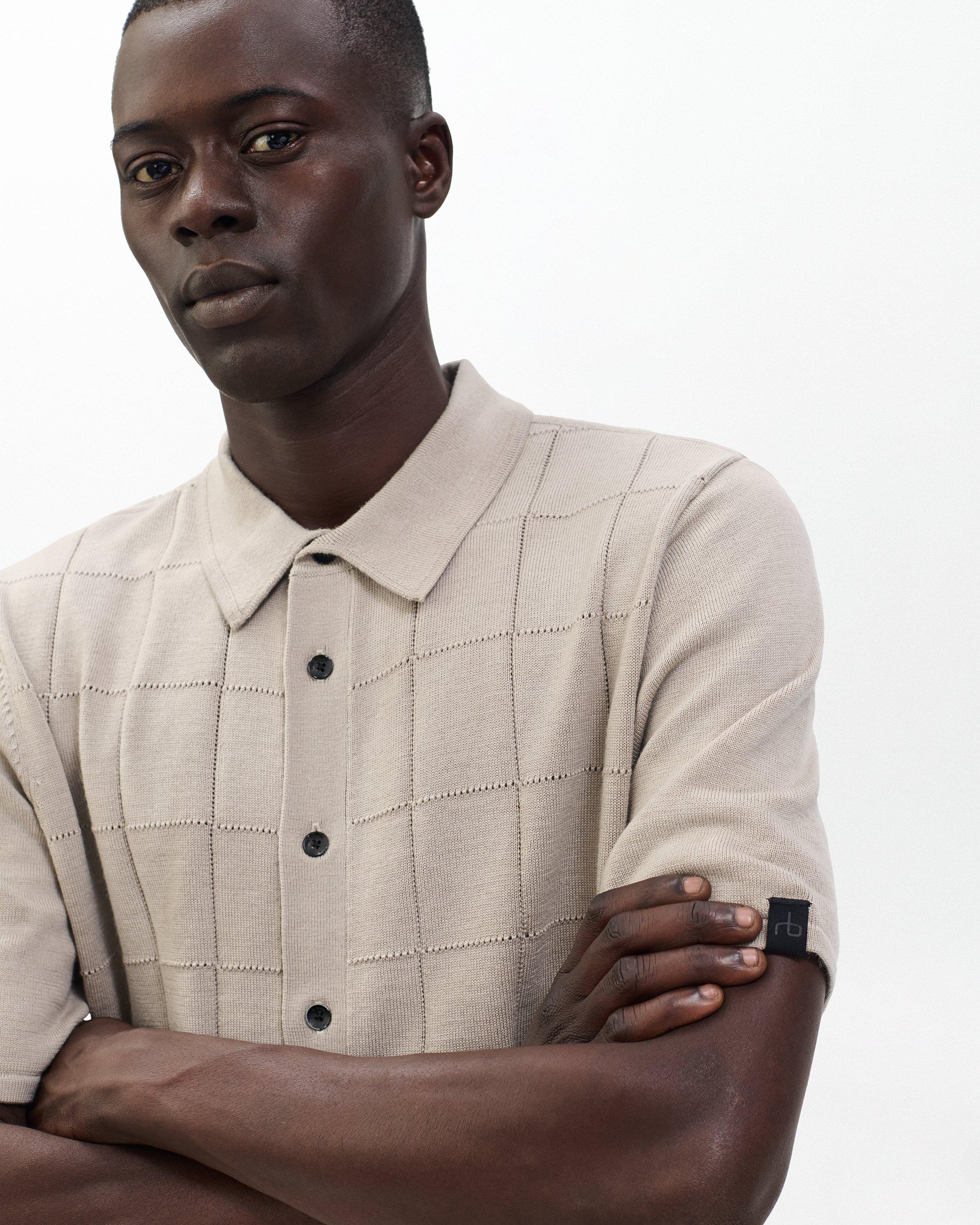 Dalton Windowpane Knit Shirt - Tan | rag & bone