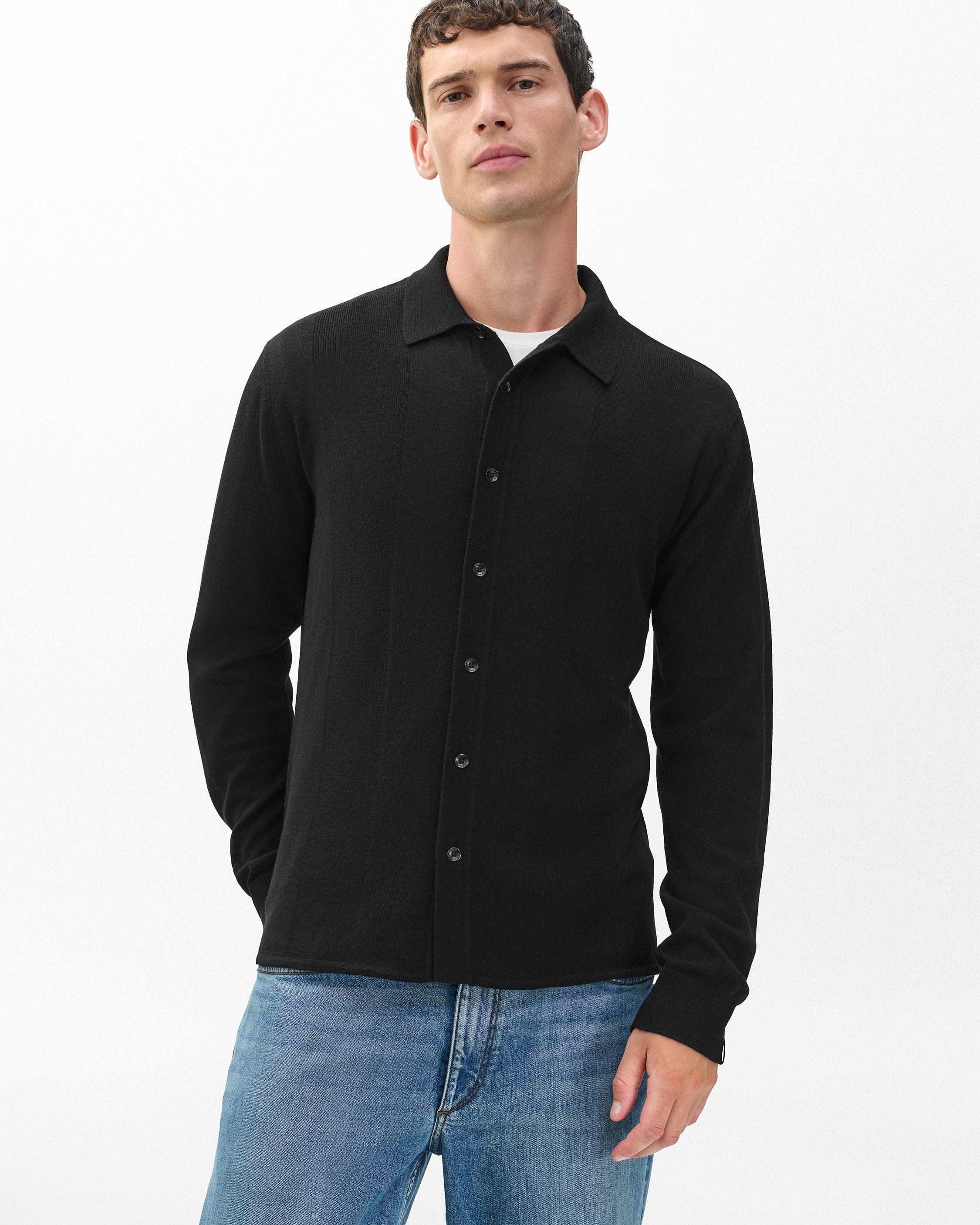 Crawford Wool-Cashmere Knit Shirt - Black | rag & bone