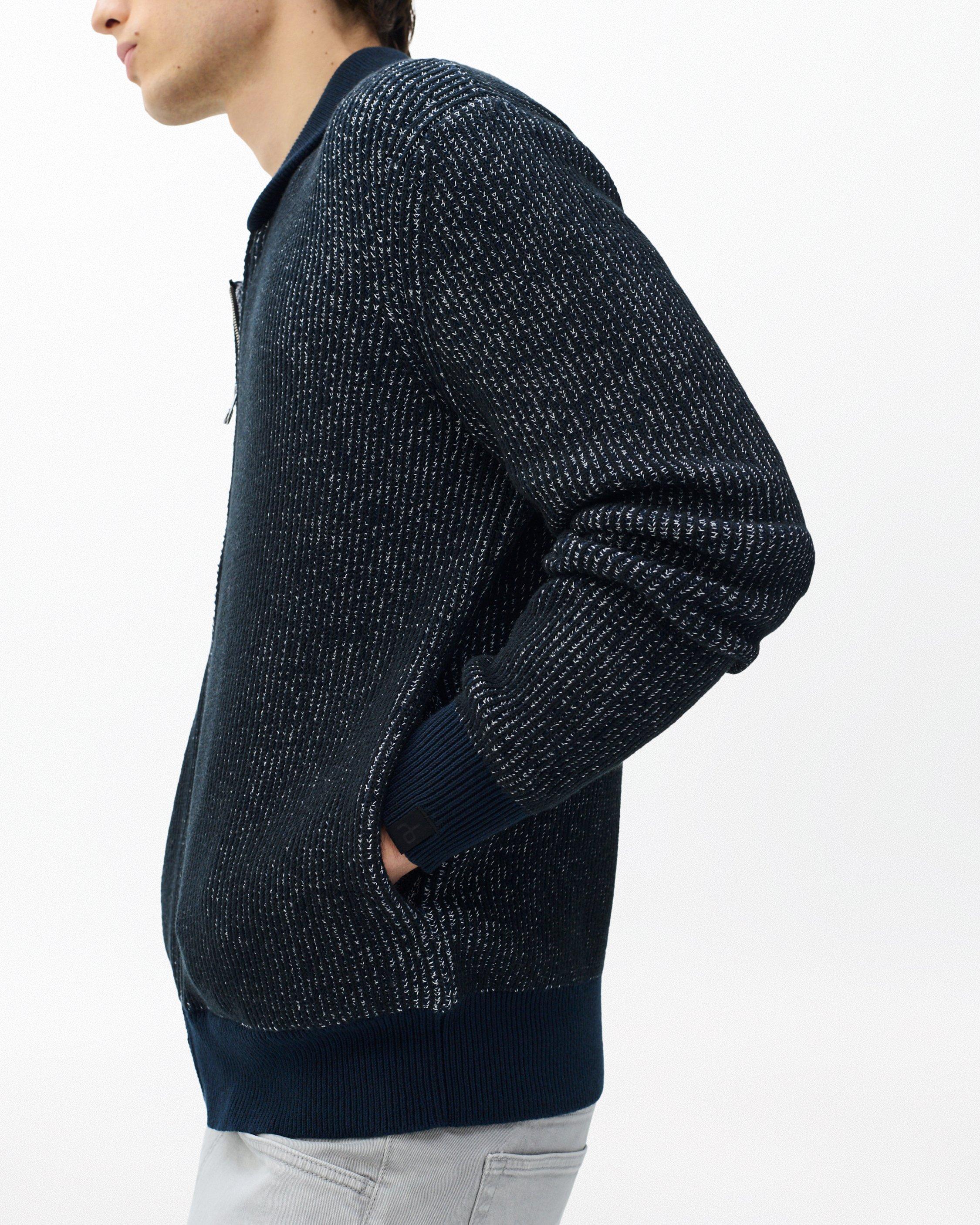 Simon Full-Zip Bomber Sweater - Navy Multi | rag & bone