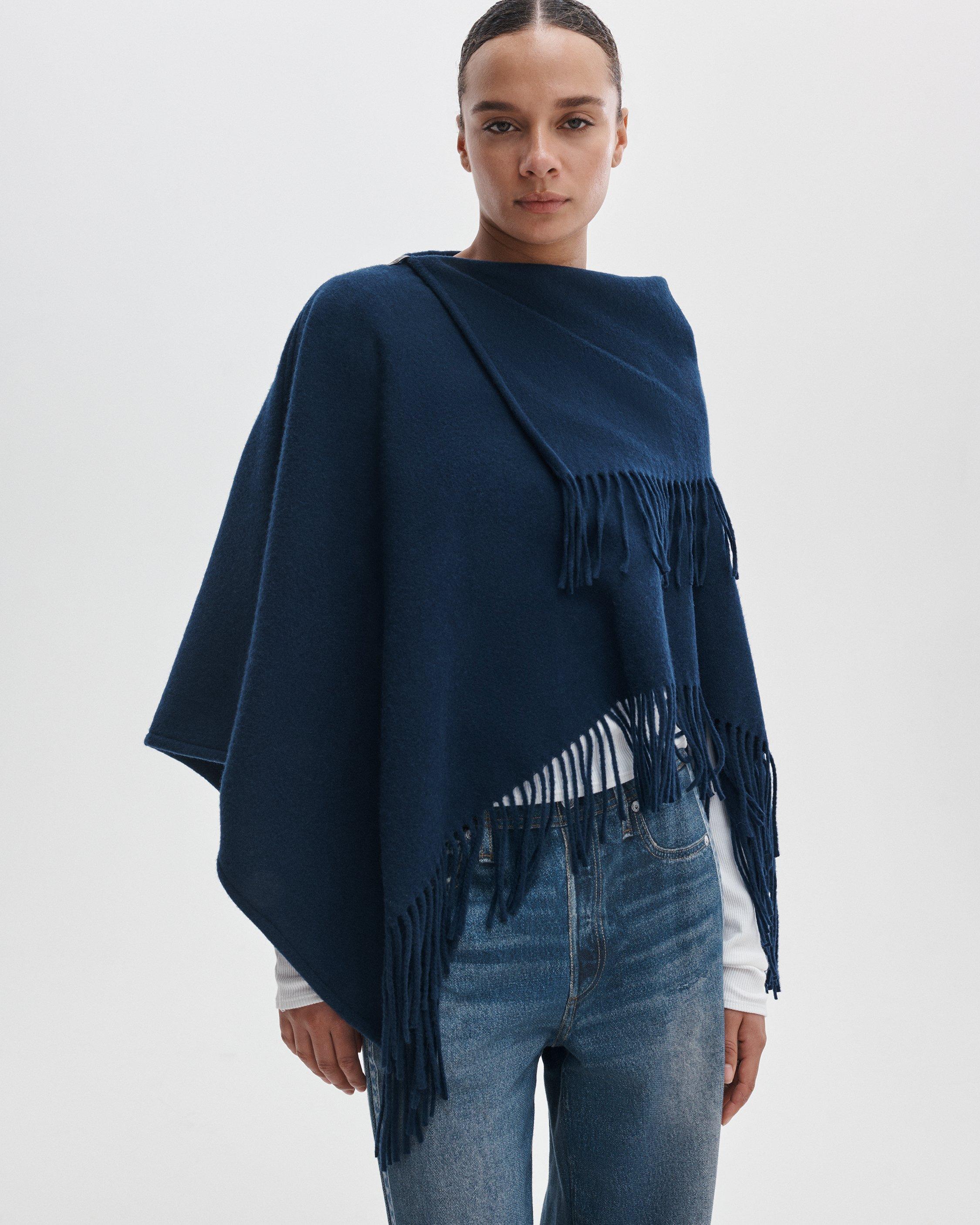 Darcey Italian Wool Cowl Poncho - Navy | rag & bone