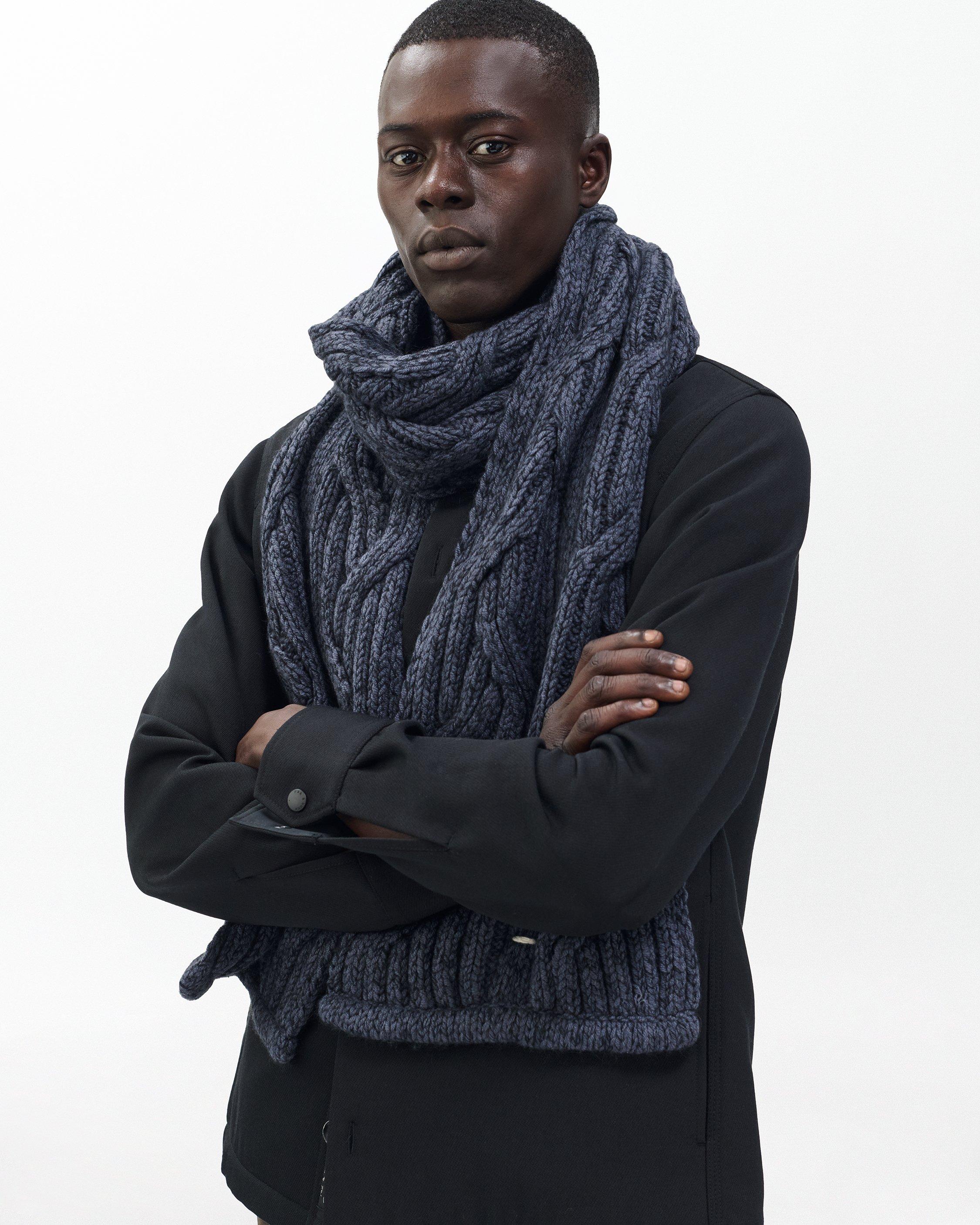 Cable-Knit Scarf - Navy Multi | rag & bone