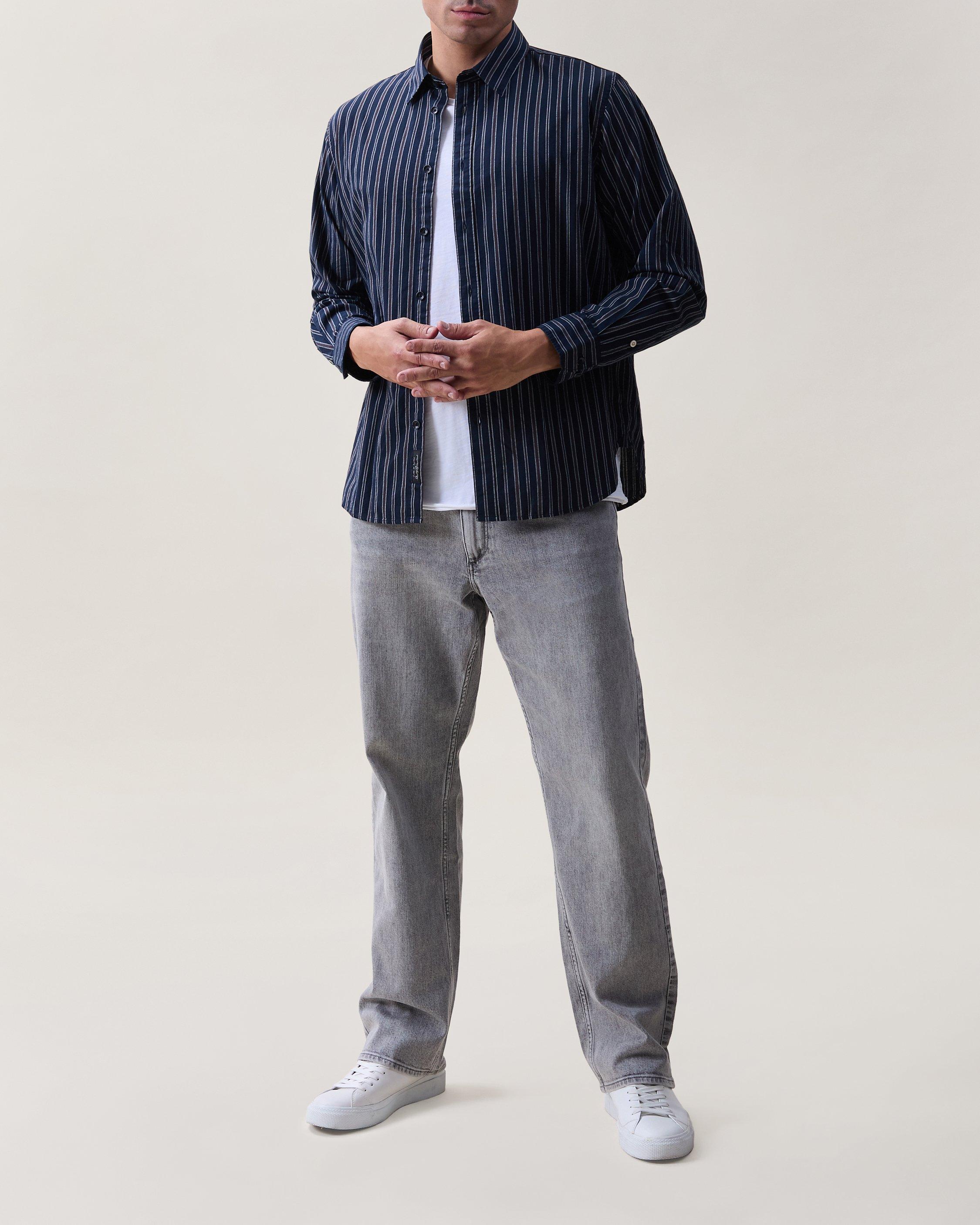 Griffin Poplin Striped Shirt - Navy Stripe | rag & bone