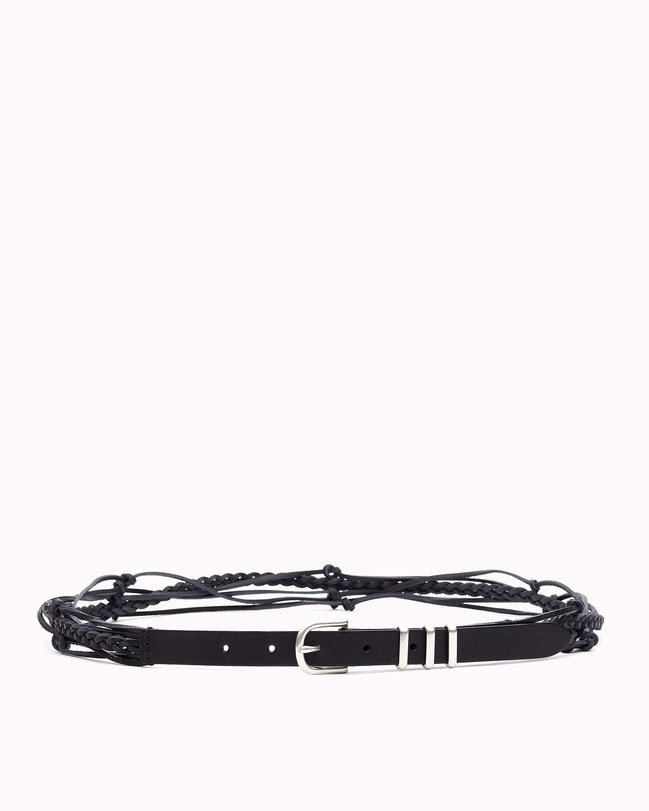 Leather Knotted Jet Belt in Black | rag & bone