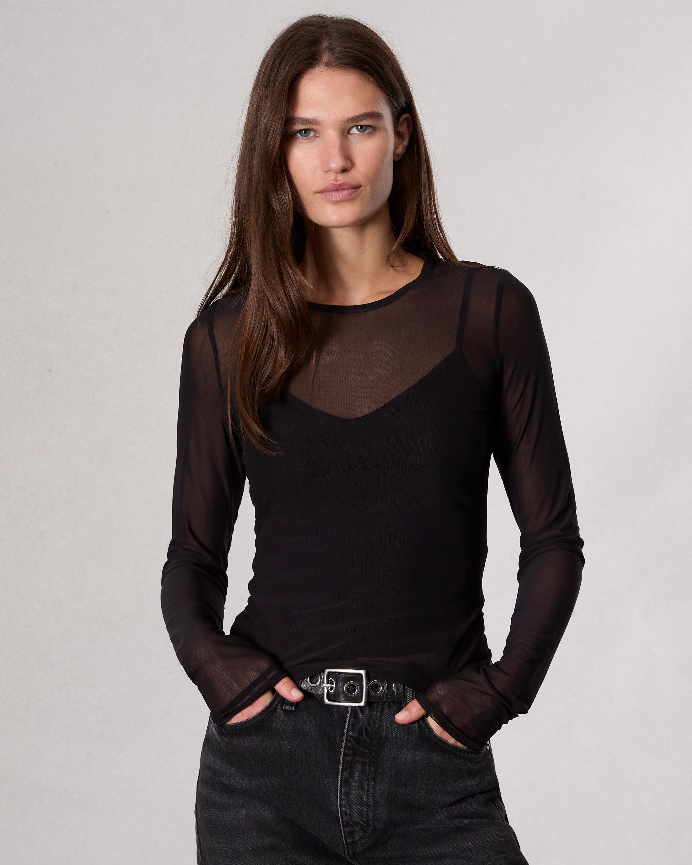 Luca Mesh Layered T-Shirt - Black | rag & bone