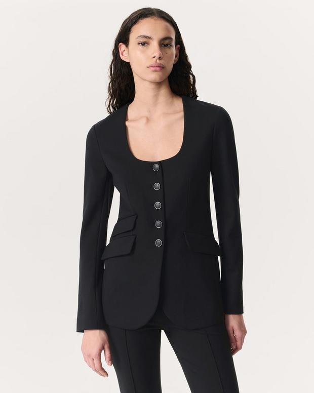 Roslyn Refine Knit Scoop-Neck Blazer - Black | rag & bone Roslyn Refine Knit Scoop-Neck Blazer - Black | rag & bone