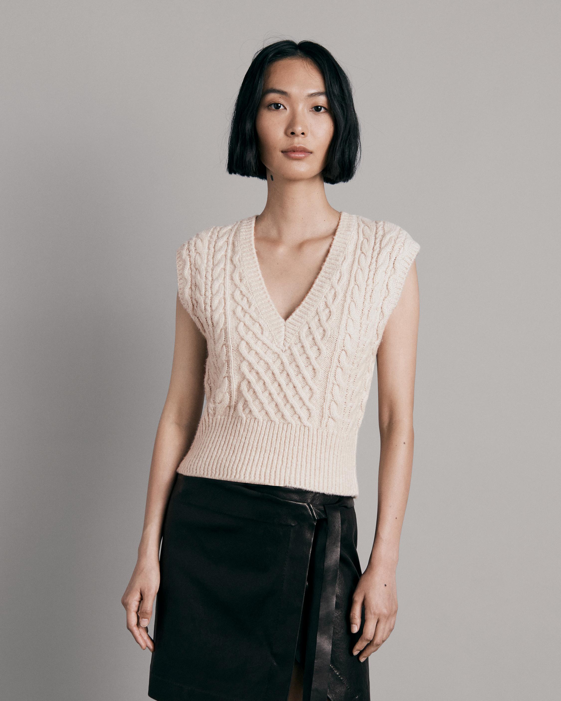 Elizabeth Wool Cable Vest - Ivory | rag & bone
