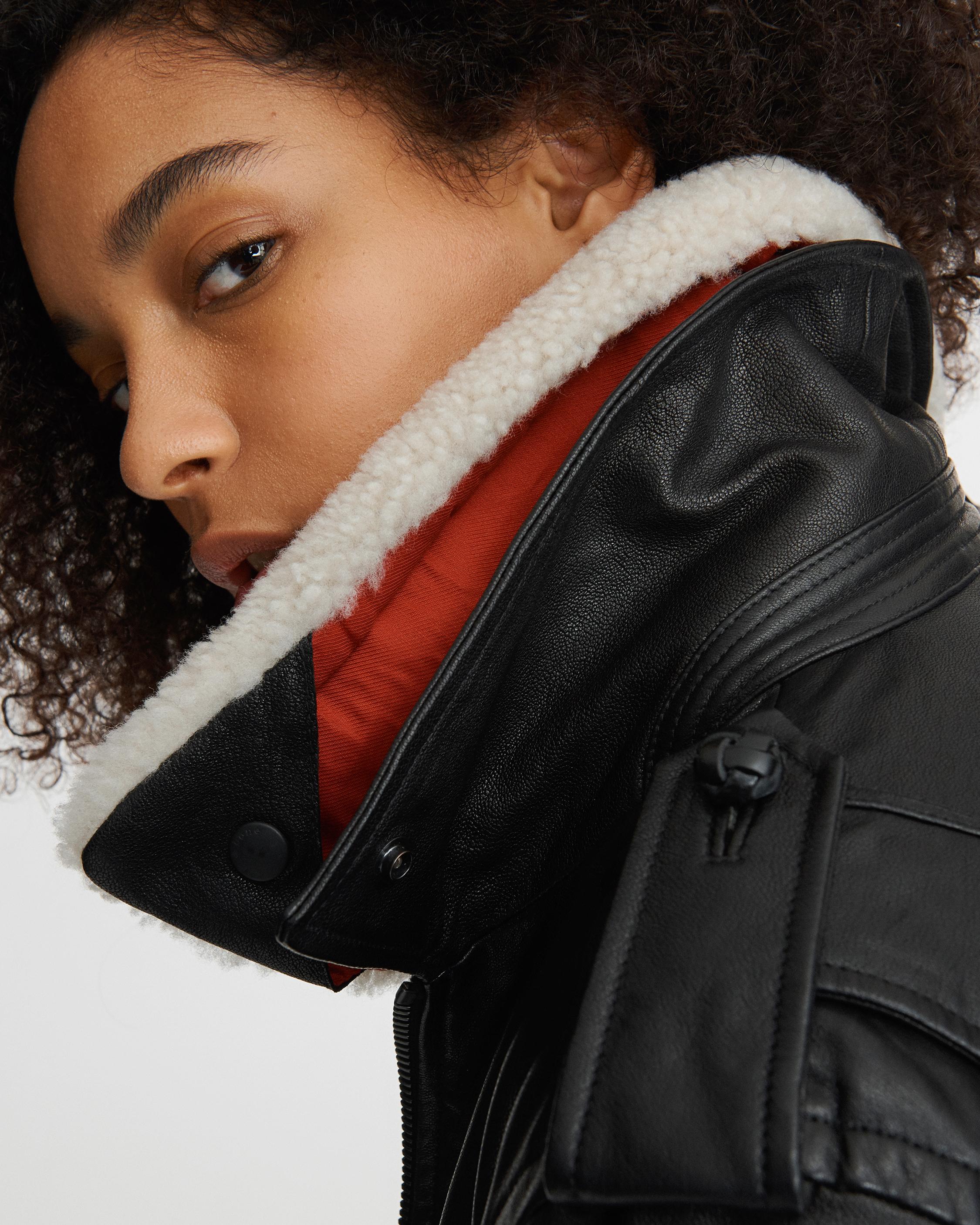 Maivy Leather Bomber Jacket with Shearling Collar | rag & bone