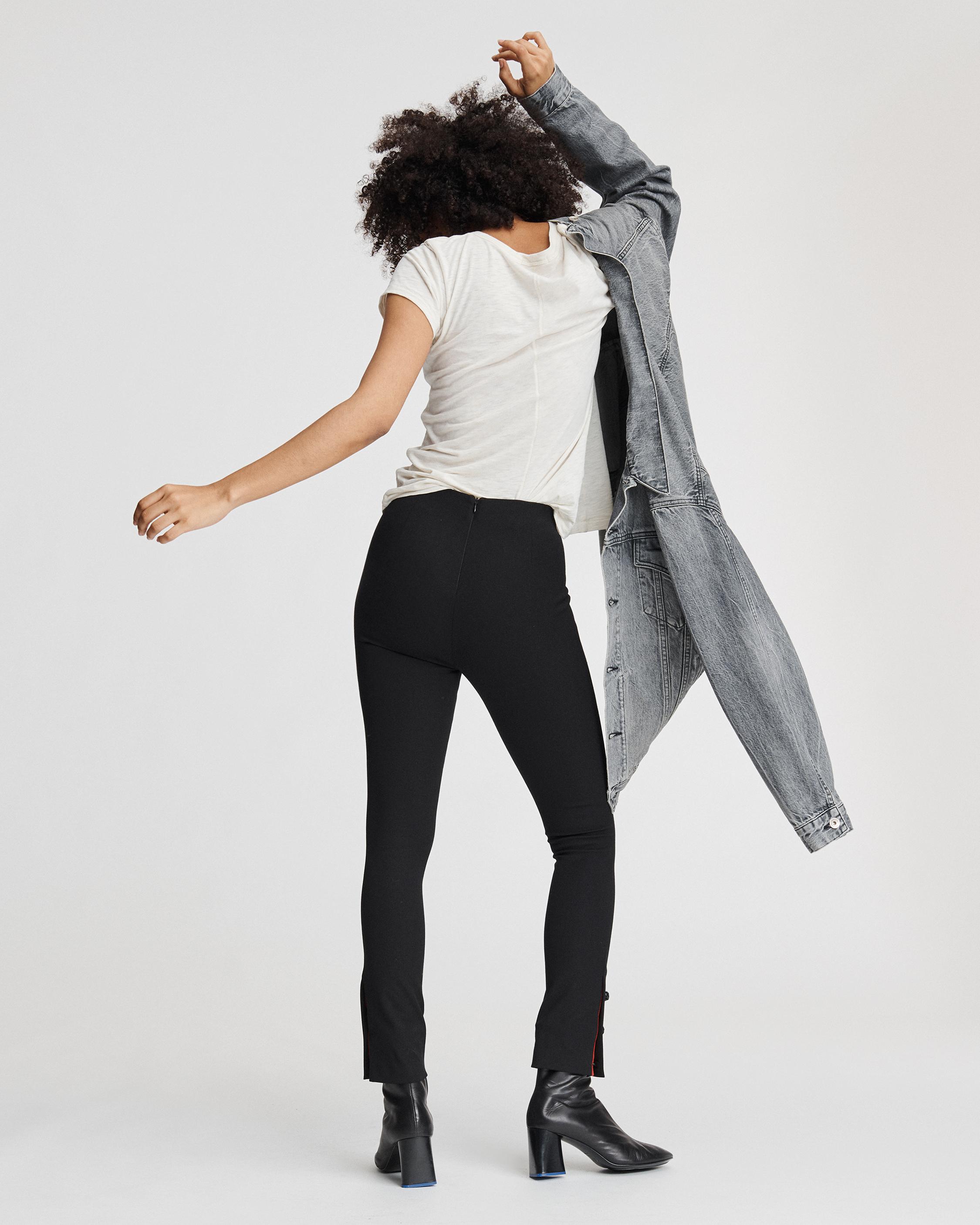 Simone Pants with Leather Snaps in Black | rag & bone