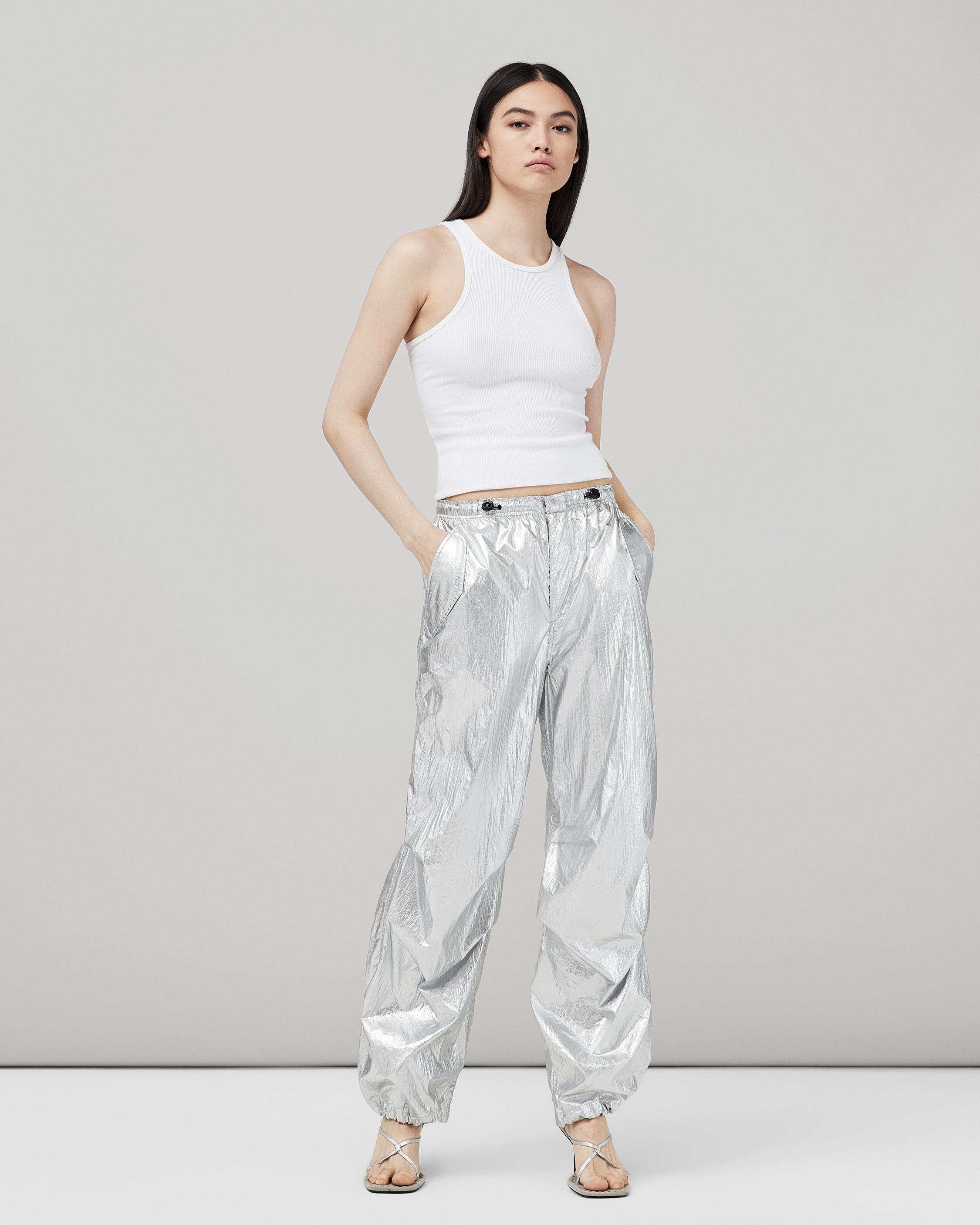 Becky Metallic Nylon Flight Pant - Silver Metallic | rag & bone